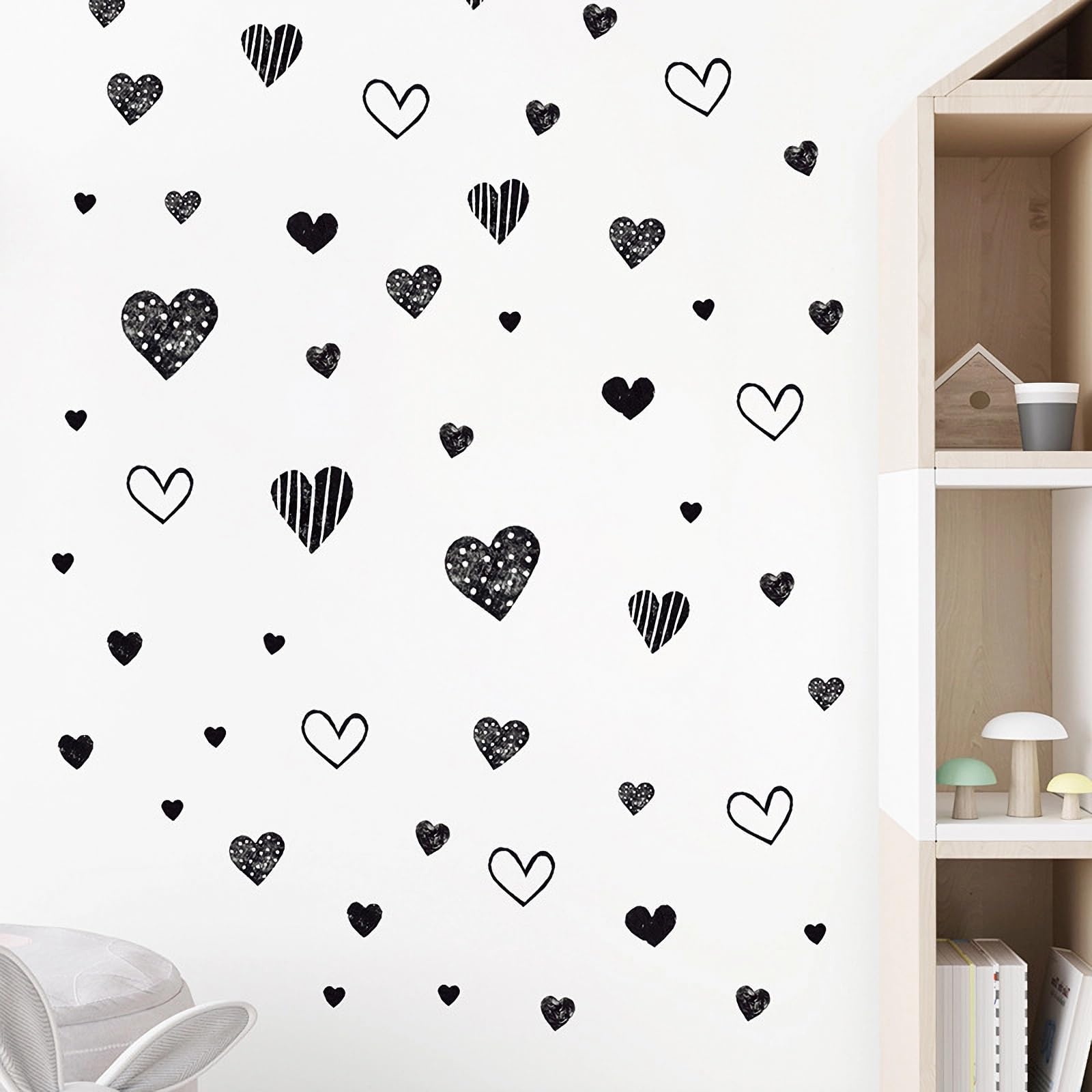 Amazon.com: Hearts Set of 62 Wall Decals Solid and Hollow Valentine's ...