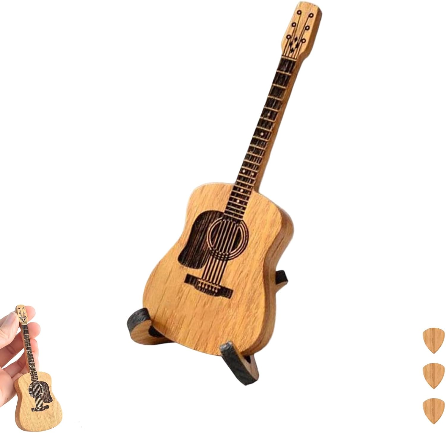 Remarkdo Wooden Acoustic Guitar Pick Box, Wooden Guitar Pick Box with ...