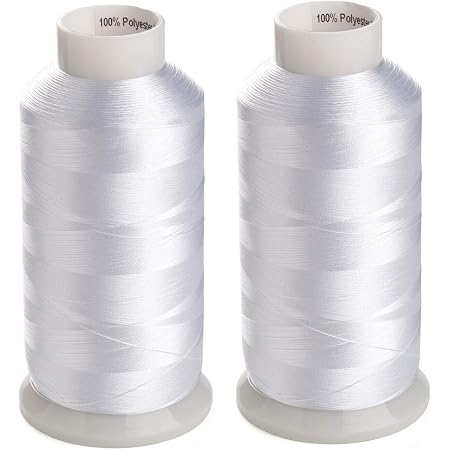 Amazon.com: Set of 2 Huge White Spools Bobbin Thread for Embroidery ...