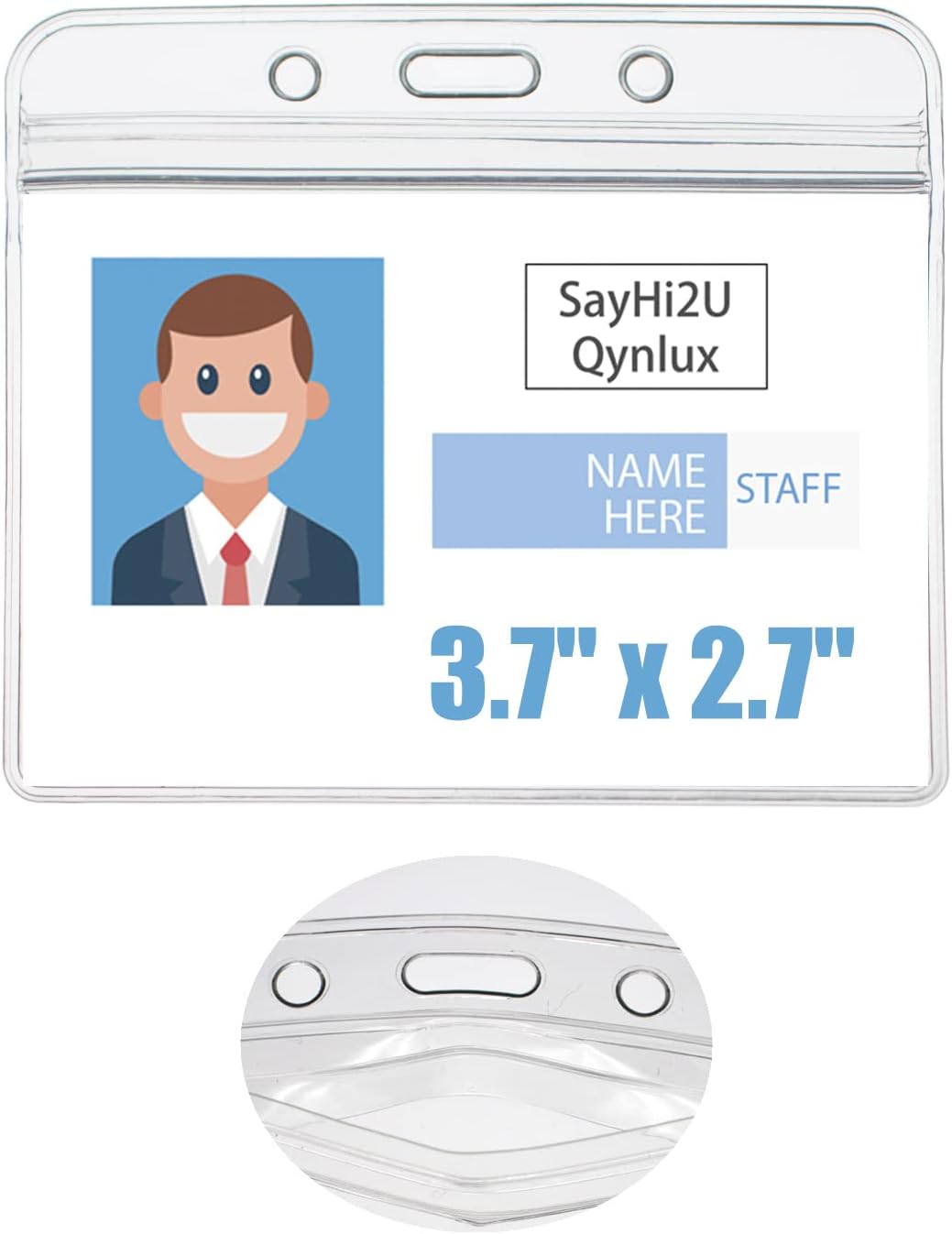 Amazon.com : 5 Pack - 4x4 Badge Holder Horizontal - Clear Plastic Name ...