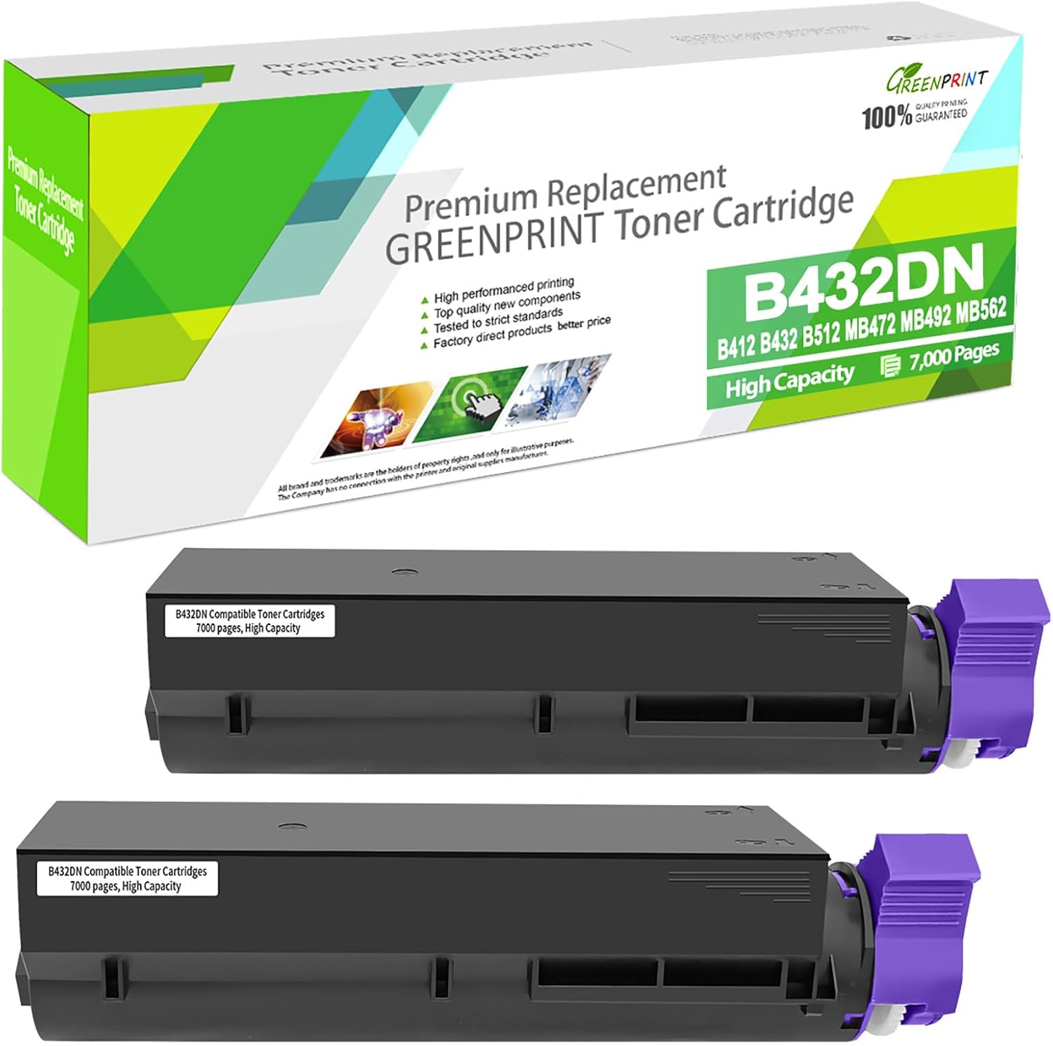 Amazon.com: 2 Packs 45807105 Compatible Toner Cartridges B412 B432 B512 ...
