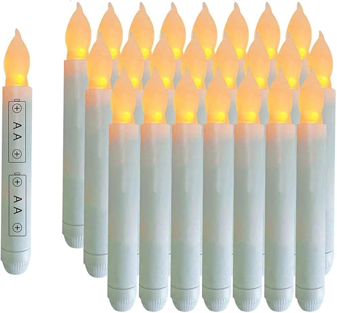 Amazon.com: Houdlee Pack of 24 Flameless Taper Candles Battery Operated ...