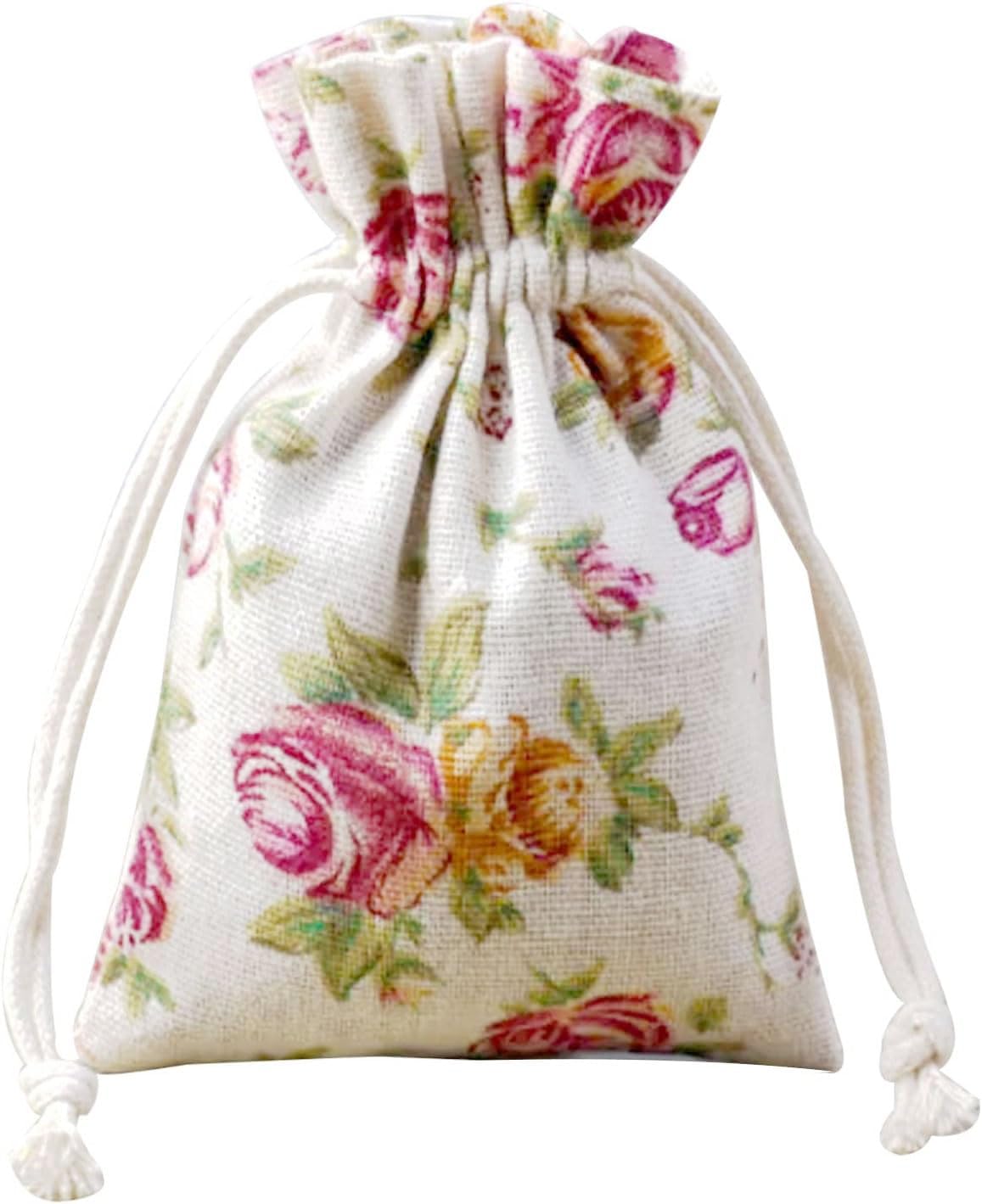 Amazon.com: Aulufft 50 pcs Rose Drawstring Bags, 3.9"x5.5" Burlap Rose ...