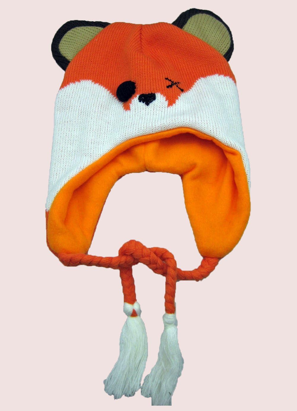Amazon.com: Winking Orange Fox Knit Hat Animal Trapper Trooper Ski Cap ...