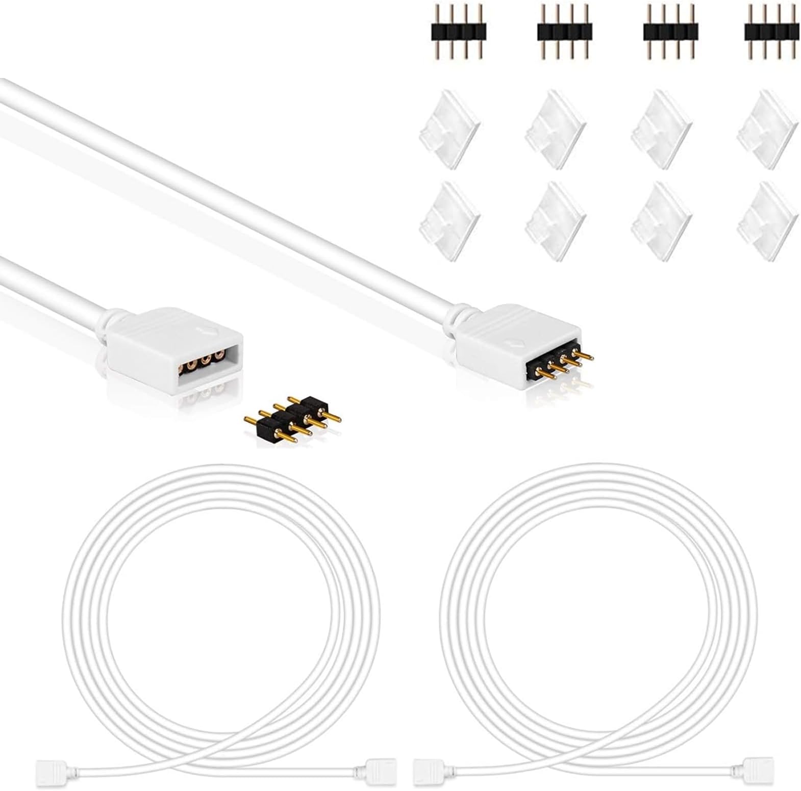 2 Pack 2M 6.5ft RGB Extension Cable LED Strip Connector 4 Pin ...