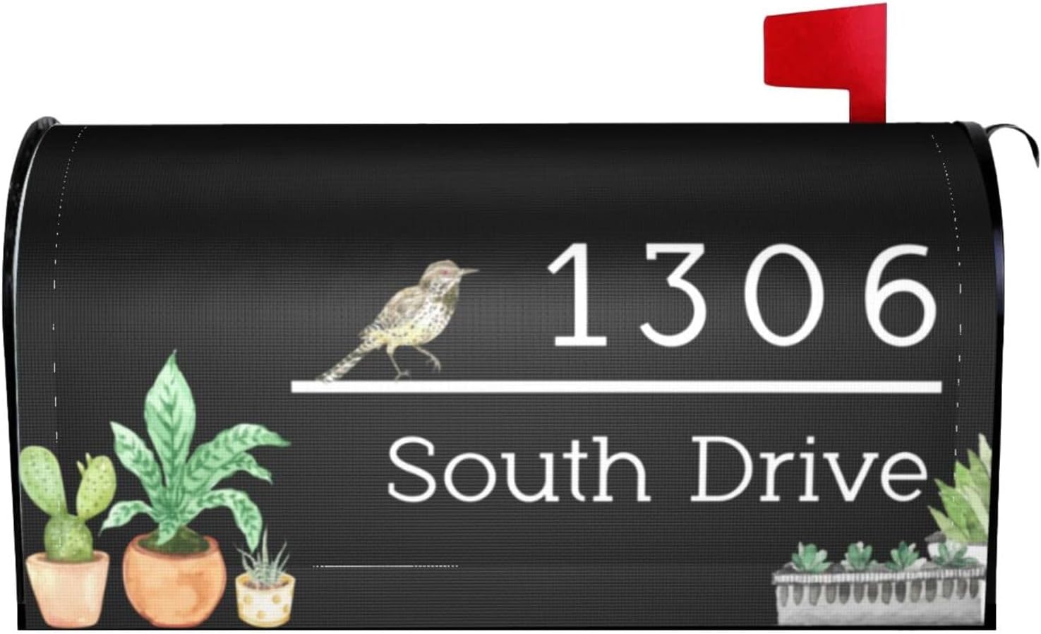 Amazon.com: Watercolor Elegant Topiary Plant Bird Personalized Black ...