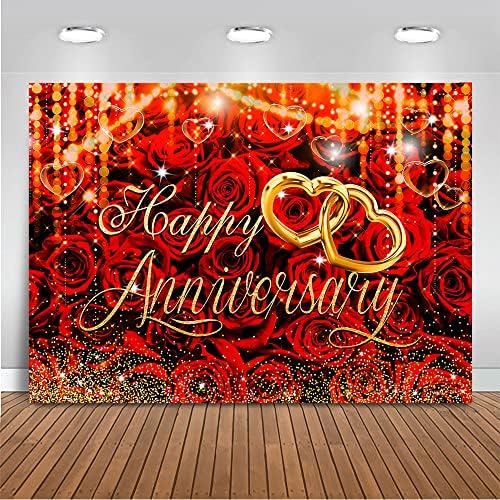 Amazon.com : Mocsicka Happy Anniversary Backdrop Wedding Together ...