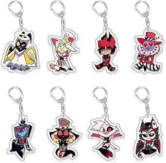 Puruuige Hazbin Hotel Cosplay Keychain Angel Dust Keychain Creative ...