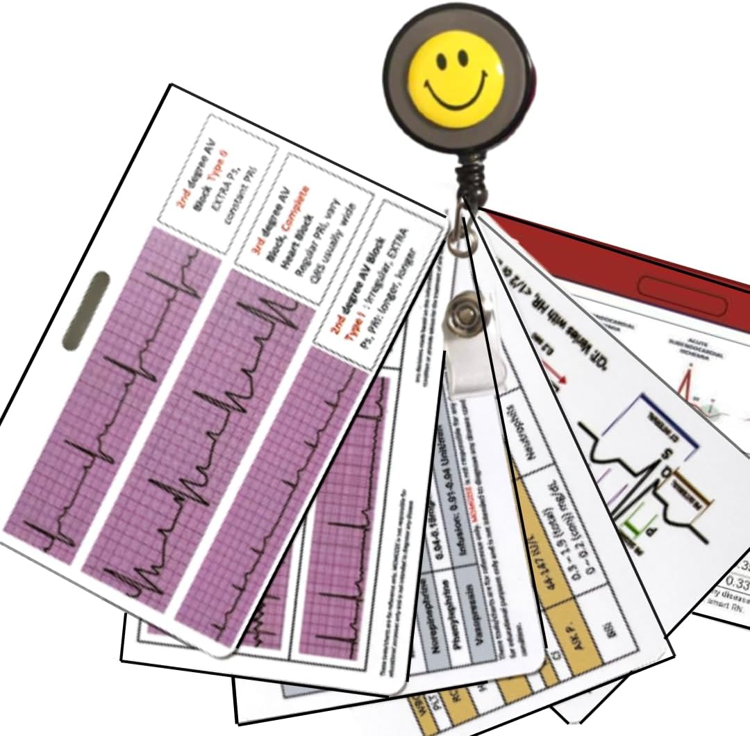 Amazon.com : EKG Buddy's 5 Card EKG Interpretation Badge Set - Doubled ...
