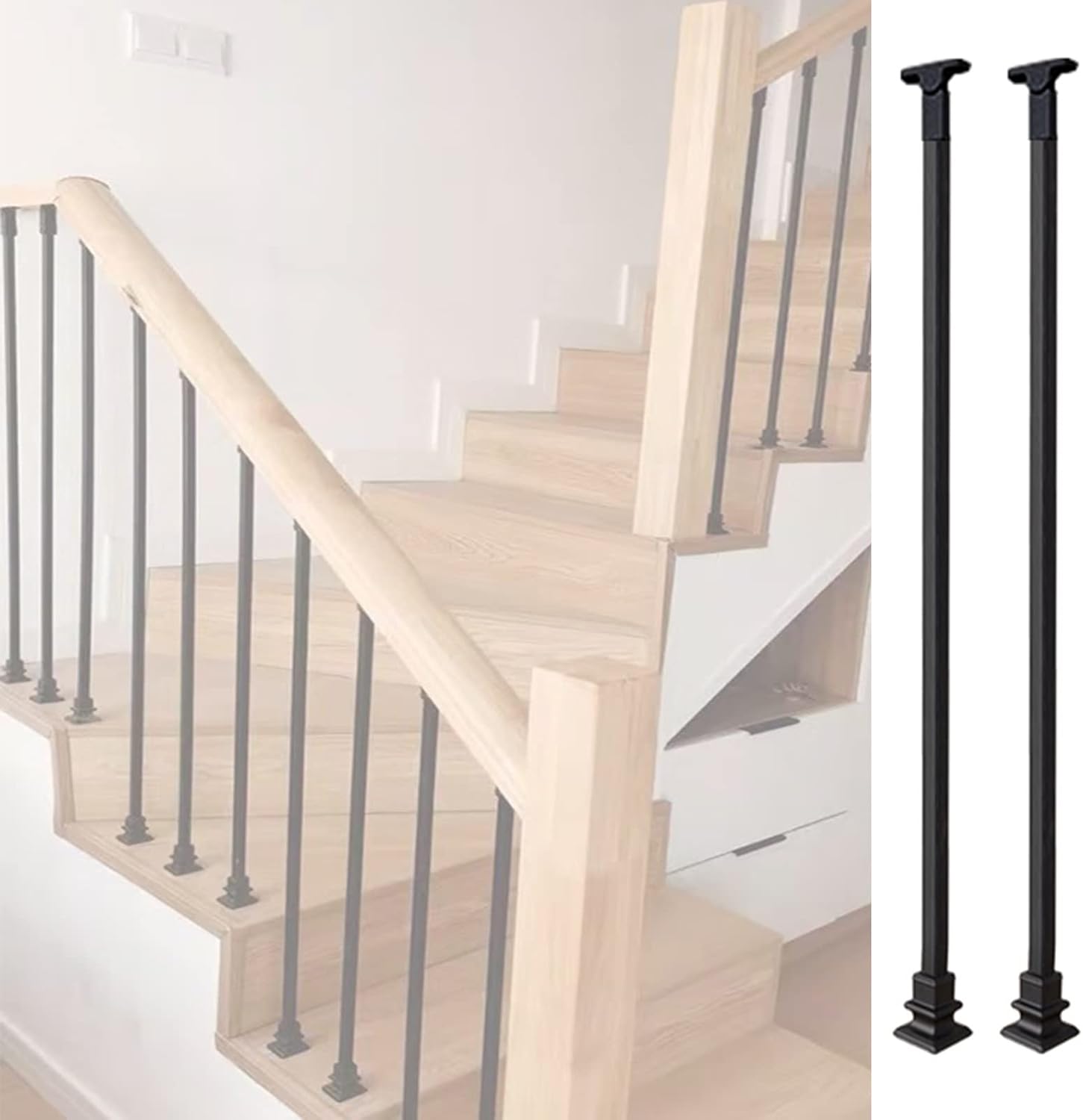 Amazon.com: Square Balusters Indoor Railings, 2 Pcs Stair Railing Post ...
