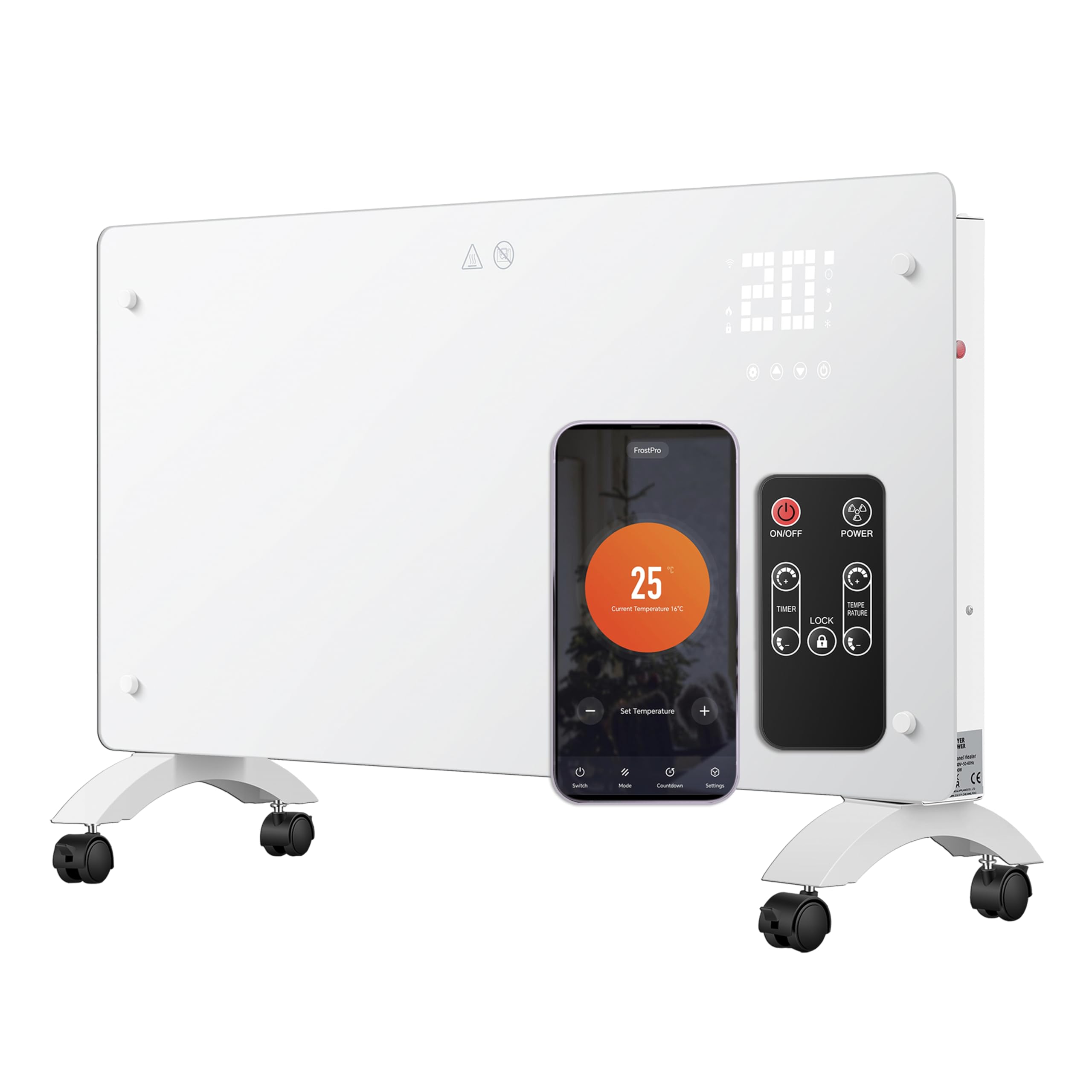 2000W Convector Heater, Ultra-thin Wall-mounted or Freestanding, 24H ...