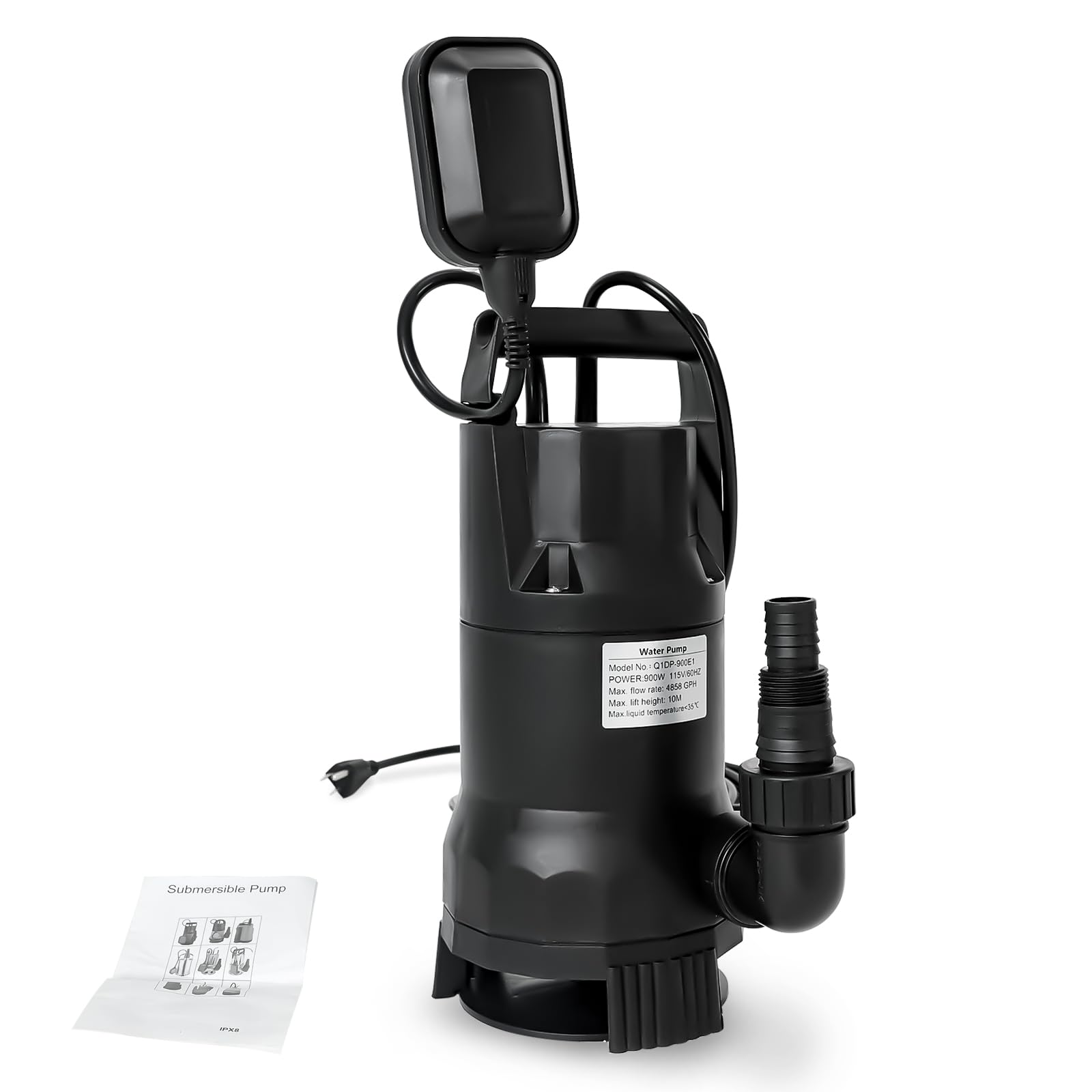 Sump Pump Submersible 1.6 HP - Utility Water Pump 4858GPH for Portable ...