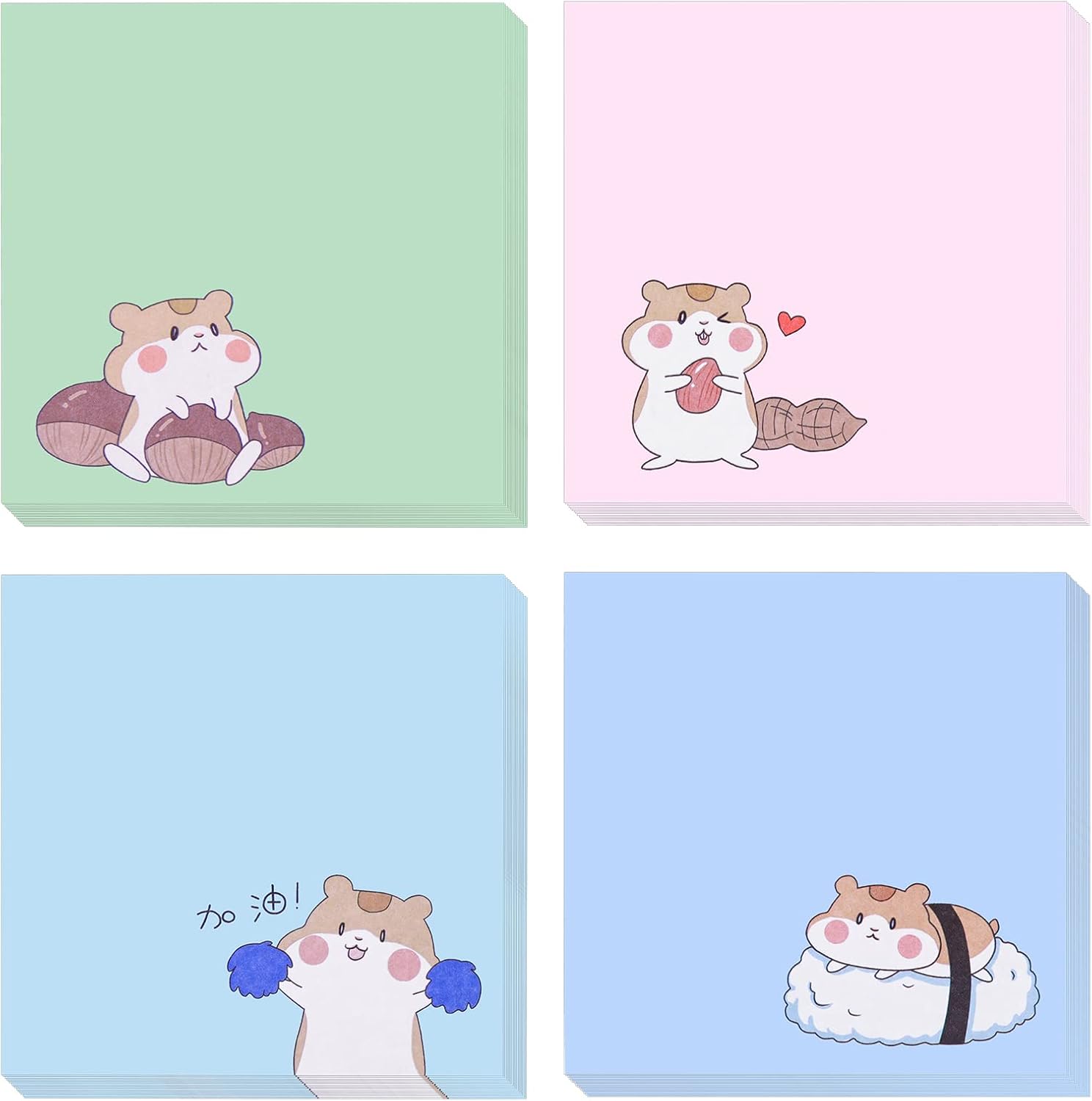 Amazon.com : TIESOME Cute Sticky Notes, 4 Pack Cartoon Sticky Notes ...