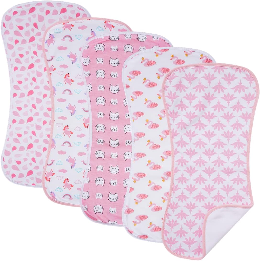 Amazon.com: LNGLAT 5-Pack Baby Burp Cloth for Girls, 100% Organic ...
