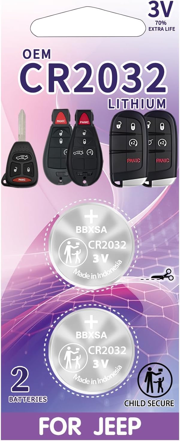 Amazon.com: for Jeep Key Fob Battery Replacement, 2PCs CR2032 Batteries ...
