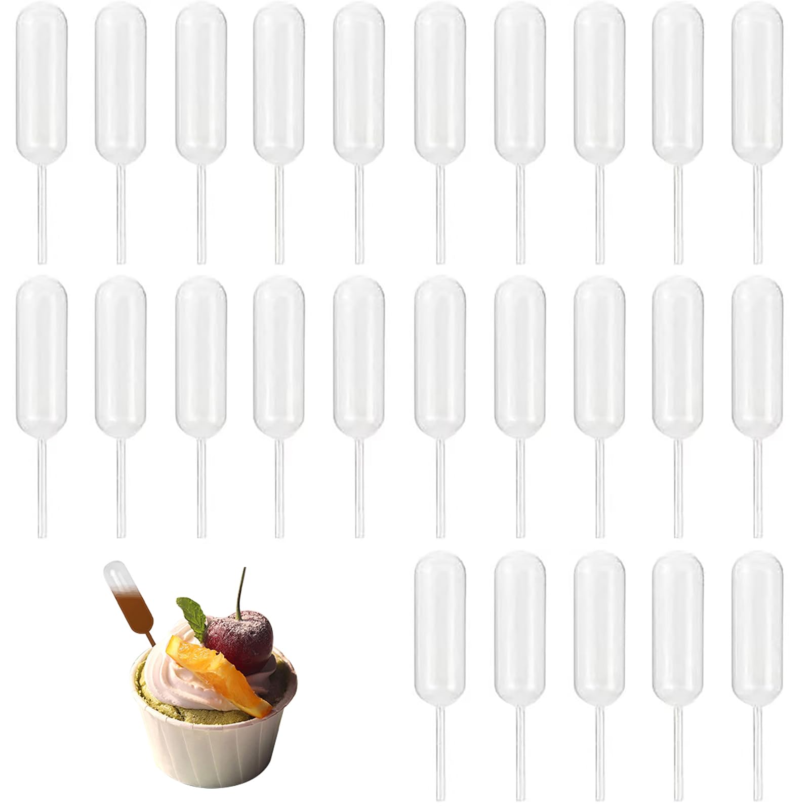 TAORANJU 100 Pcs 4ml Plastic Mini Pipettes Clear Cupcake Pipettes ...