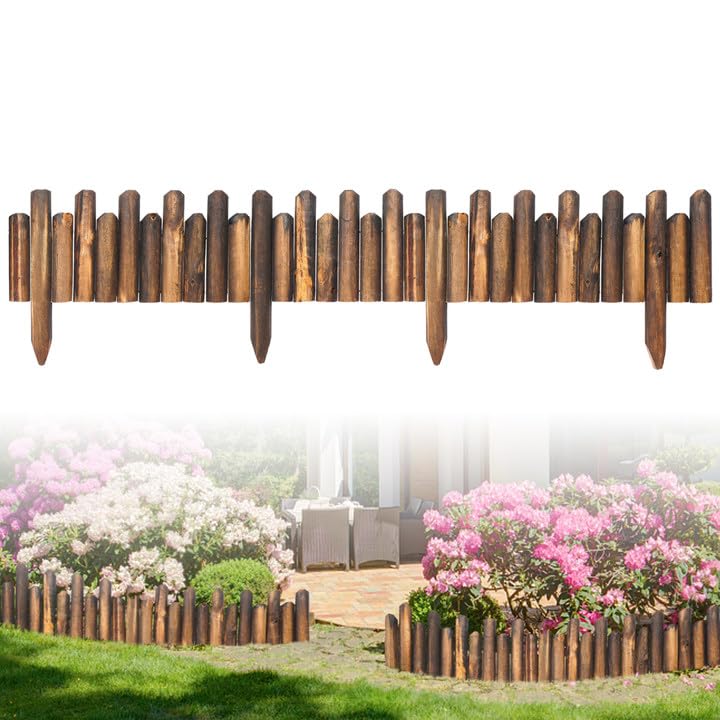 Snapklik.com : Wooden Fence Edging, Garden Fencing Border, Wood ...