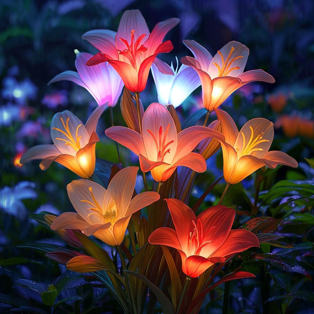 Amazon.com : Solar Lights Outdoor Garden Decor: 6 Pack of 24 Lily ...