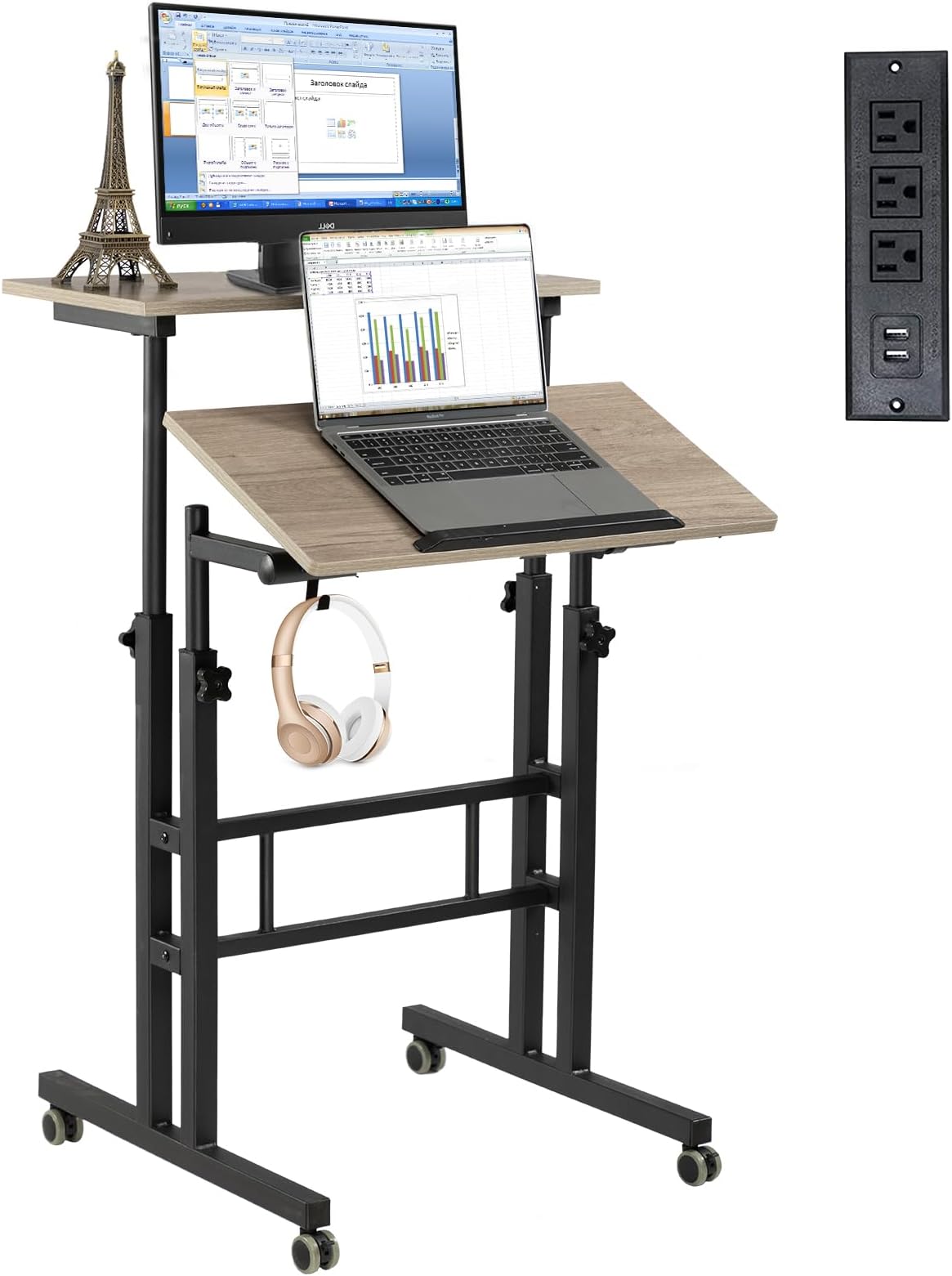 Amazon.com : Hadulcet Mobile Standing Desk with Charging Station ...