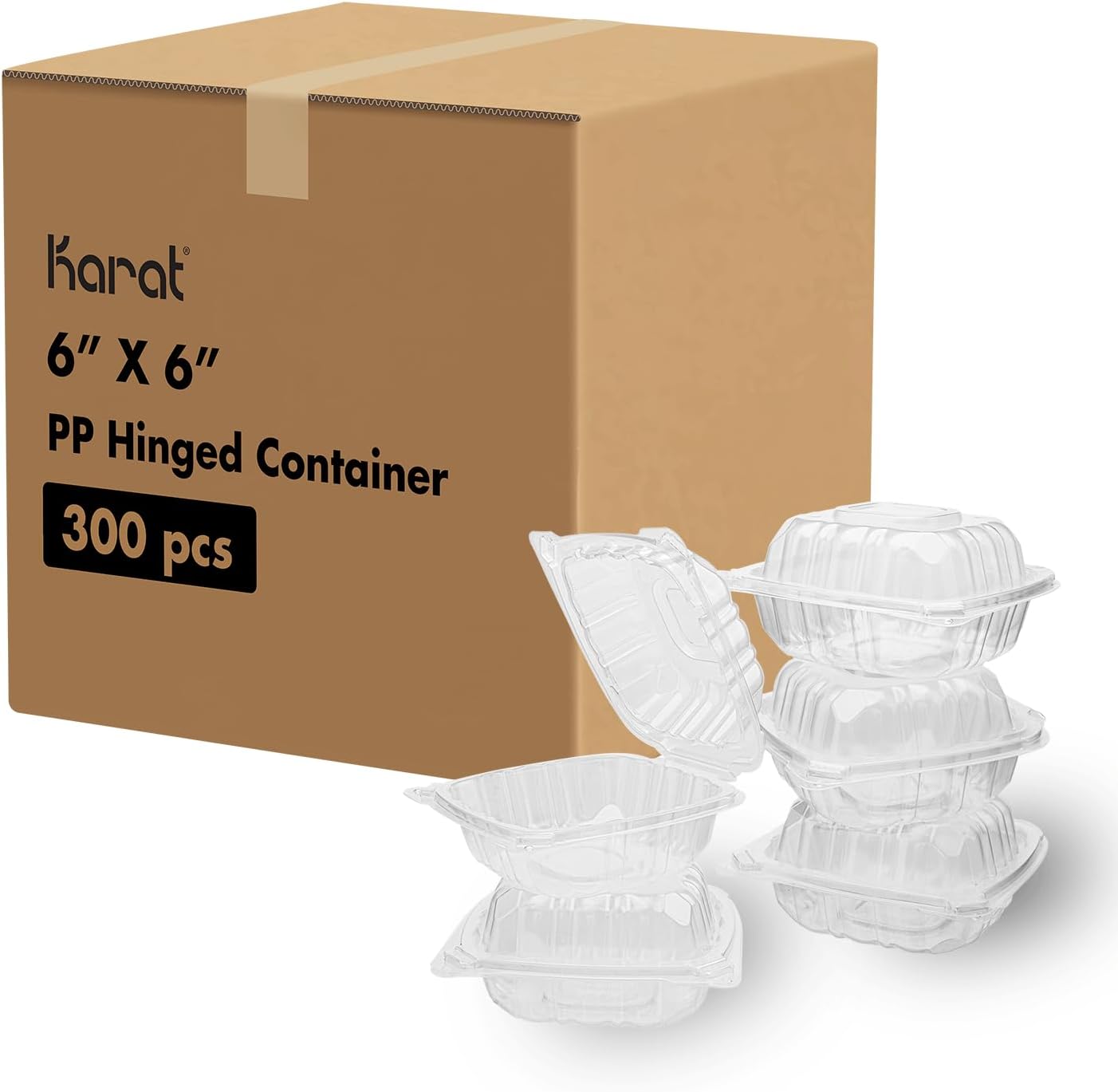 Amazon.com: Karat 6'' x 6" PP Plastic Hinged Container, togo container ...