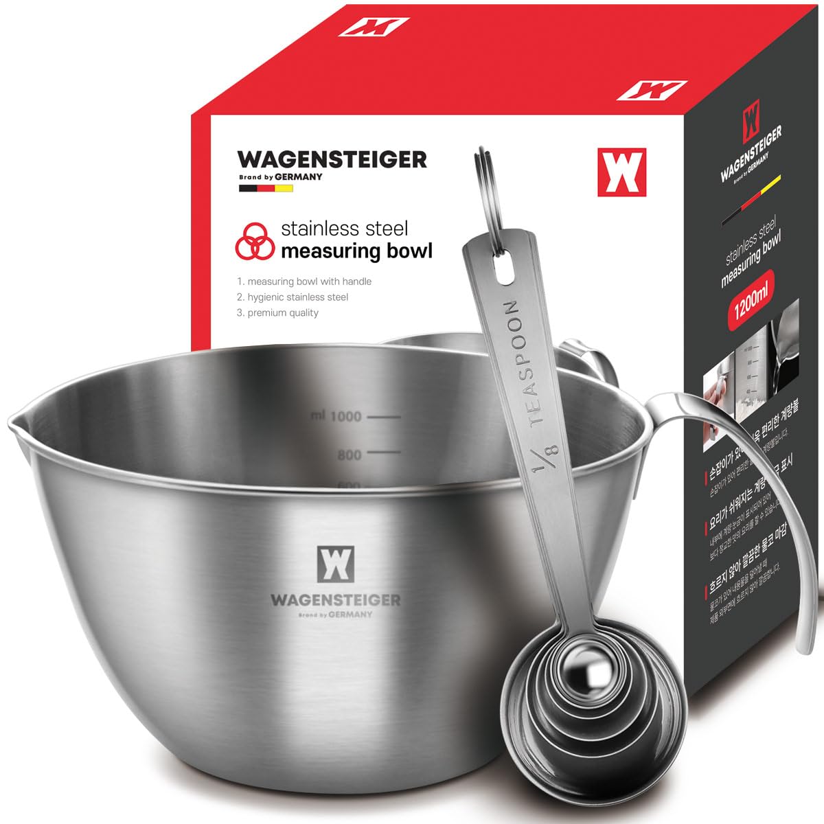Amazon.com: WAGENSTEIGER Mixing Bowl 1200ml/40.6oz & Measuring Spoon ...