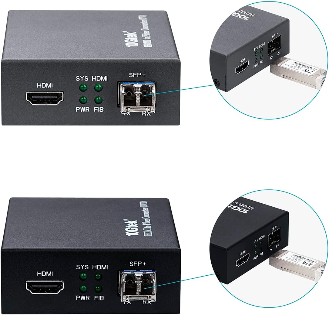 Amazon.com: 10Gtek A Pair of HDMI to Fiber Optic Converter, HDMI ...
