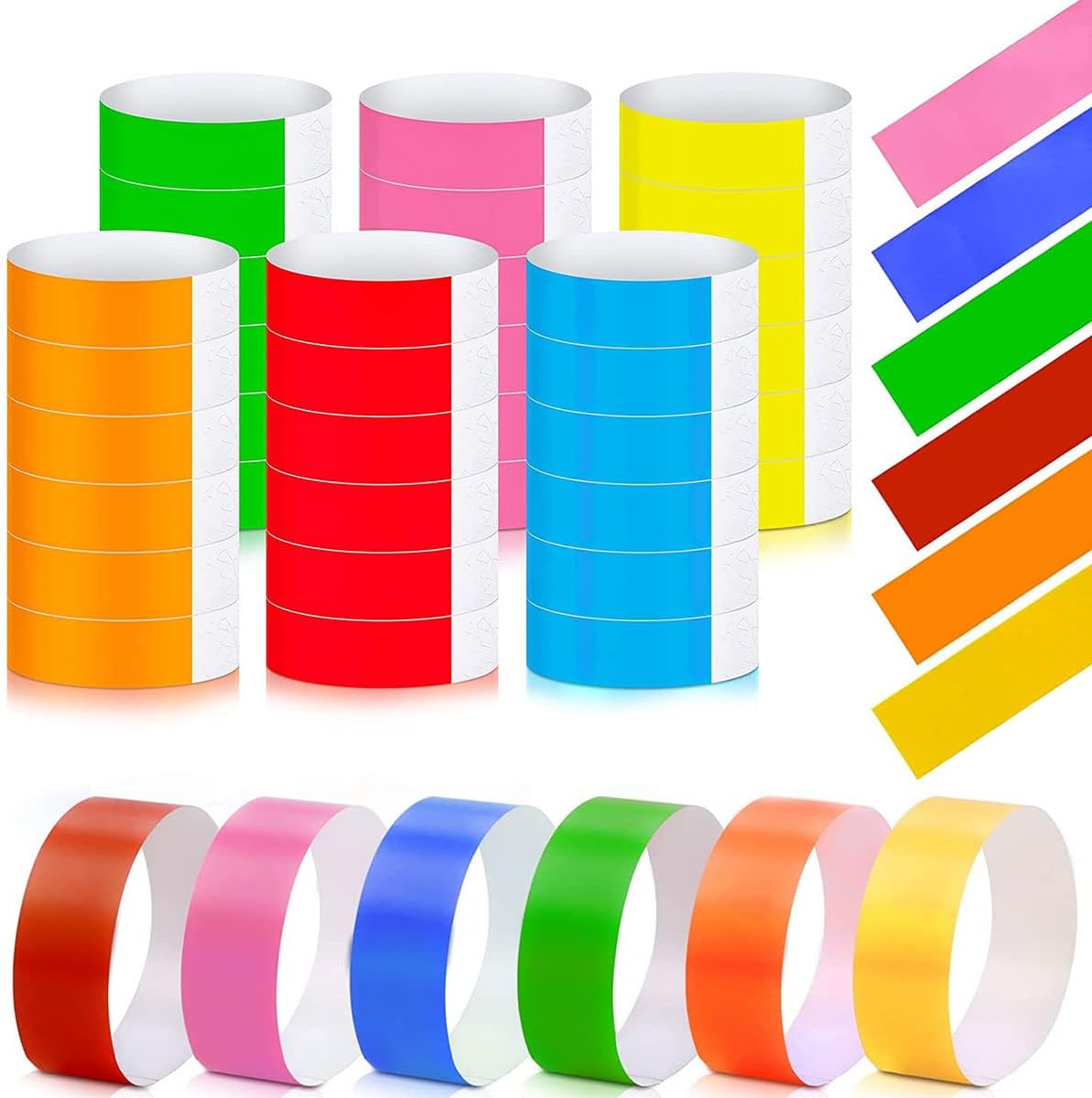 Epakh 600 Counts Paper Wristbands Neon Wrist Bands Waterproof Hand ...