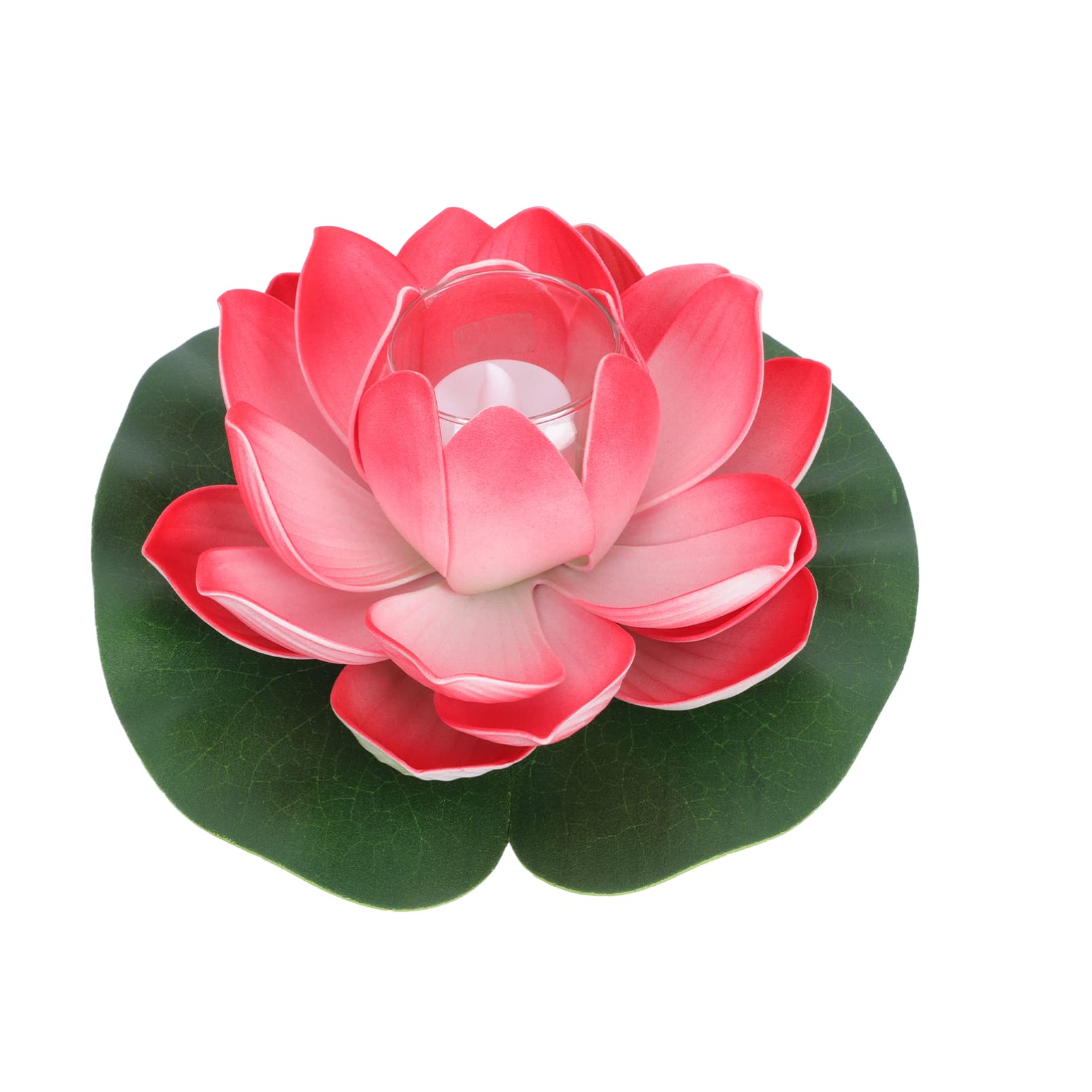Buy Yardwe Solar Floating Lotus Light LED Lily Pad Artificial Flower ...