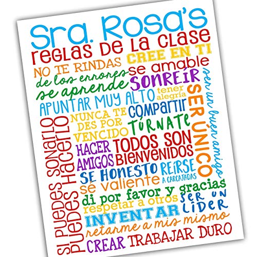 Amazon.com: TEACHER GIFT - Personalized Spanish Classroom Rules for ...
