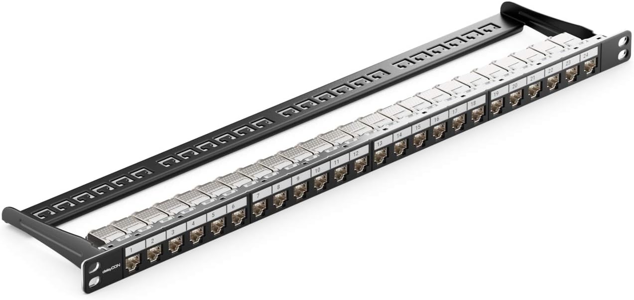 deleyCON Panneau de Brassage Modulaire 24 Ports Kit 0,5 UH Montage en ...