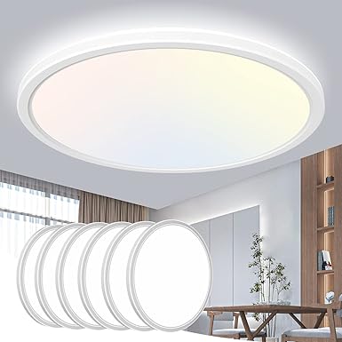 6 Pack 12 Inch LED Flush Mount Ceiling Light Fixtures, Zemty 28W 3200lm ...