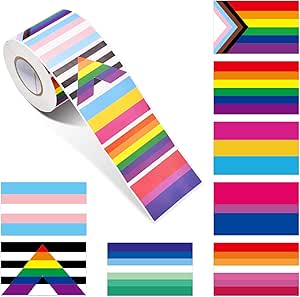 Amazon.com: 500 Pieces 2 x 1.2 Inches Pride Flag Stickers Roll - 8 Patterns Rectangle Self ...