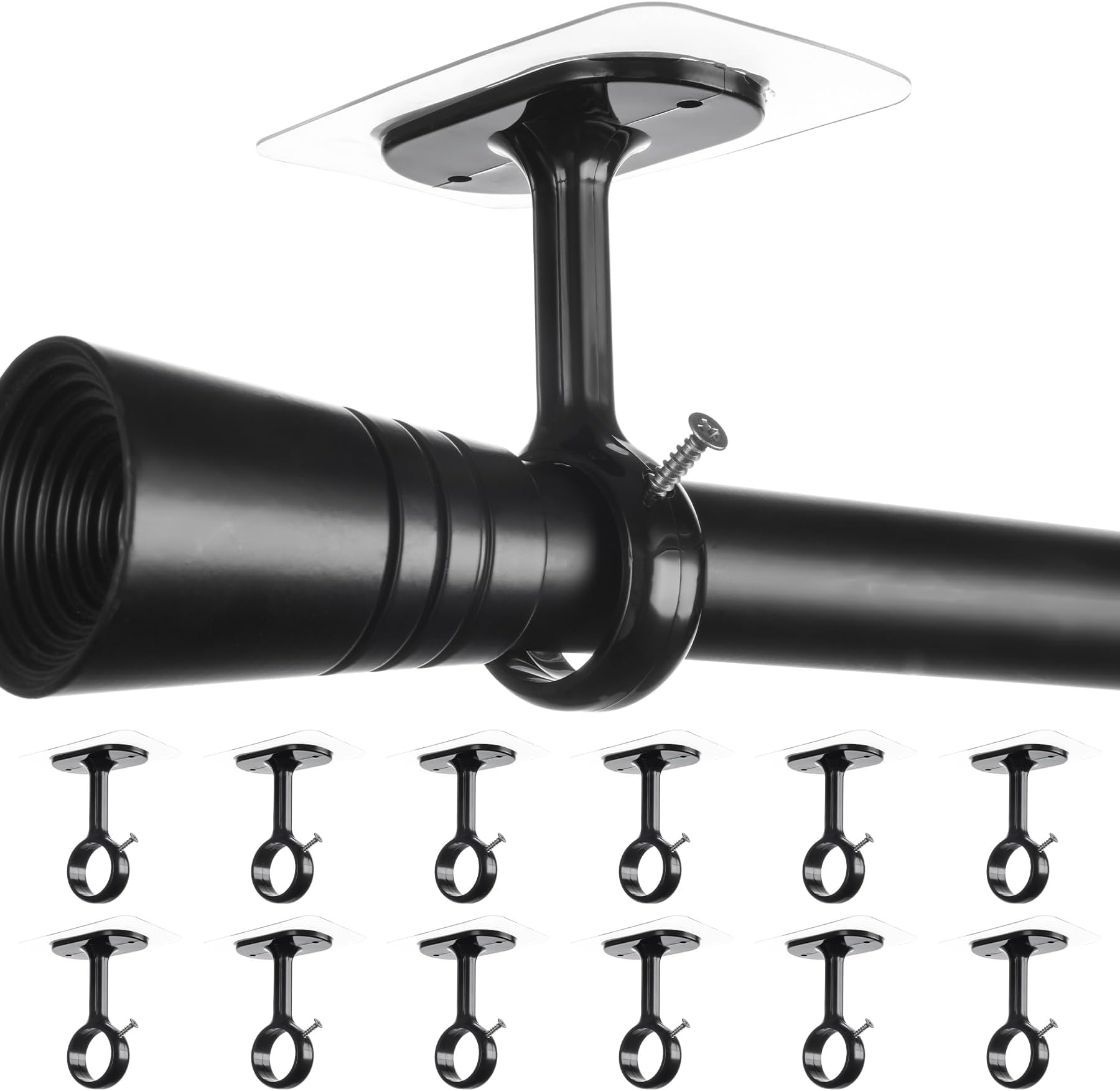 Amazon.com: 6-Pack No Drill Ceiling Curtain Rod Brackets, Heavy Duty ...