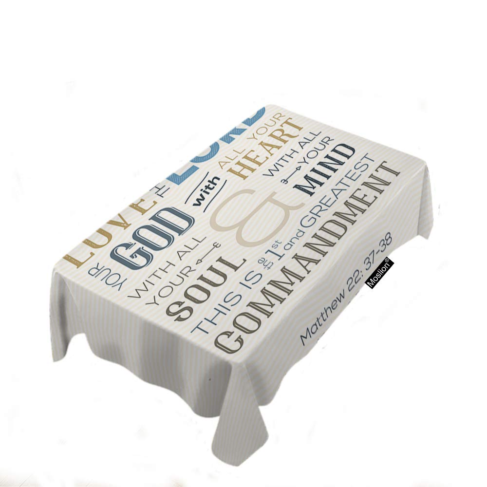 Amazon.com: Moslion Love God Tablecloth 60x104 Inch Christian Verse ...