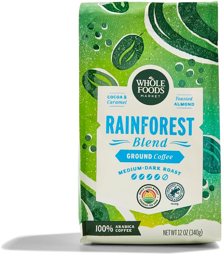Amazon.com: WHOLE FOODS MARKET Ground Rainforest Blend Coffee, 12 OZ