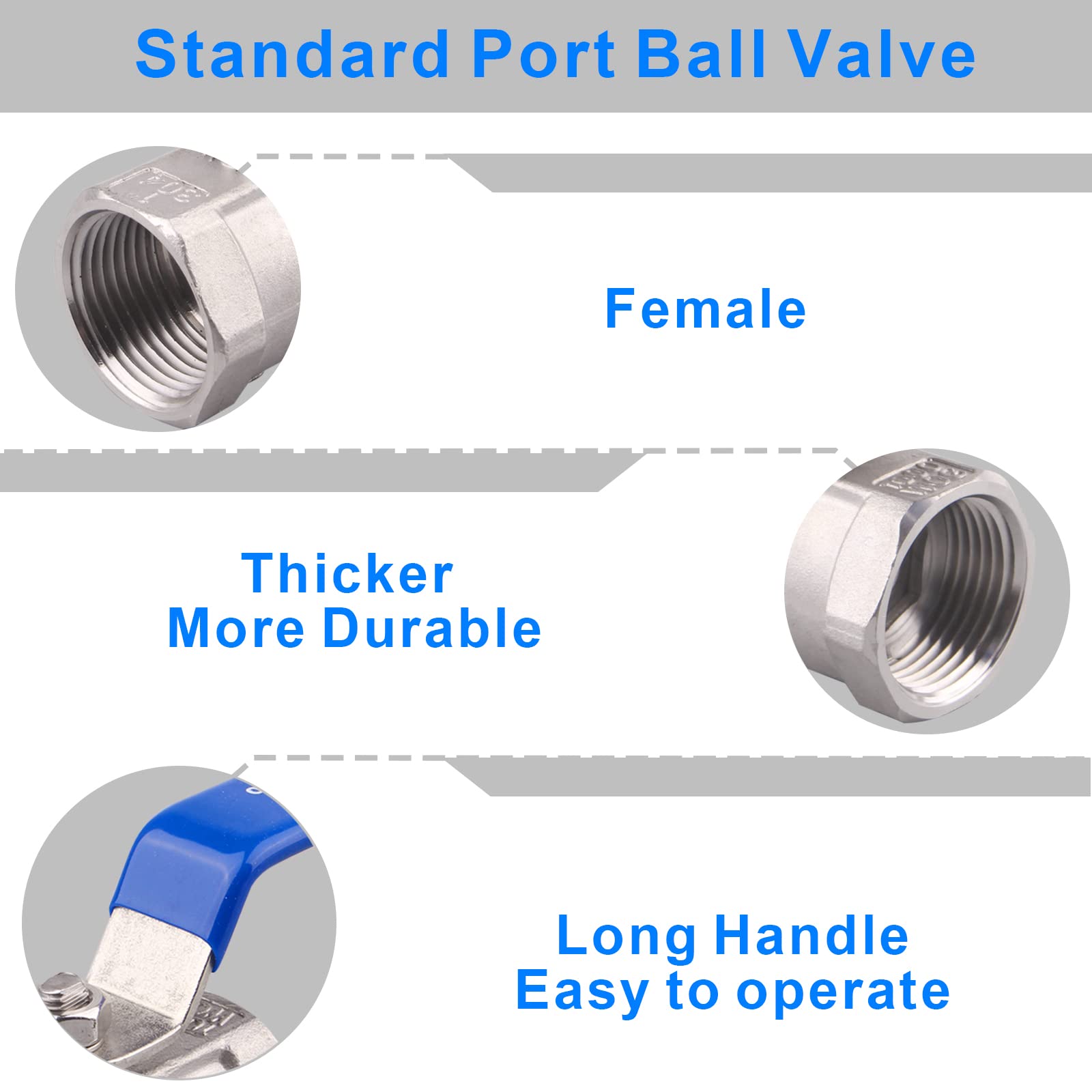 Snapklik.com : DERNORD Stainless Steel Ball Valve 1PC Type 1 Inch NPT ...