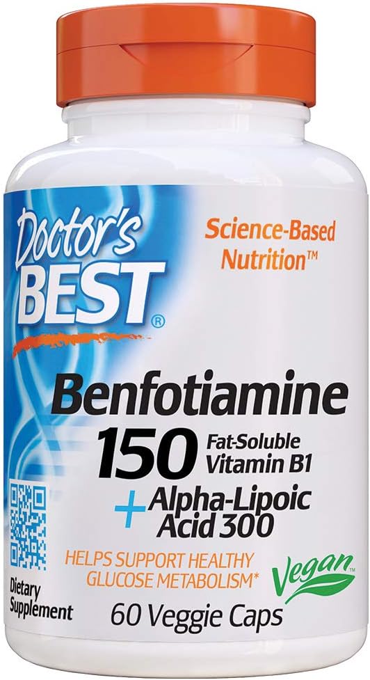 Amazon.com: Doctor's Best Benfotiamine 150 + Alpha-Lipoic Acid 300, Non-GMO, Vegan, Gluten Free ...