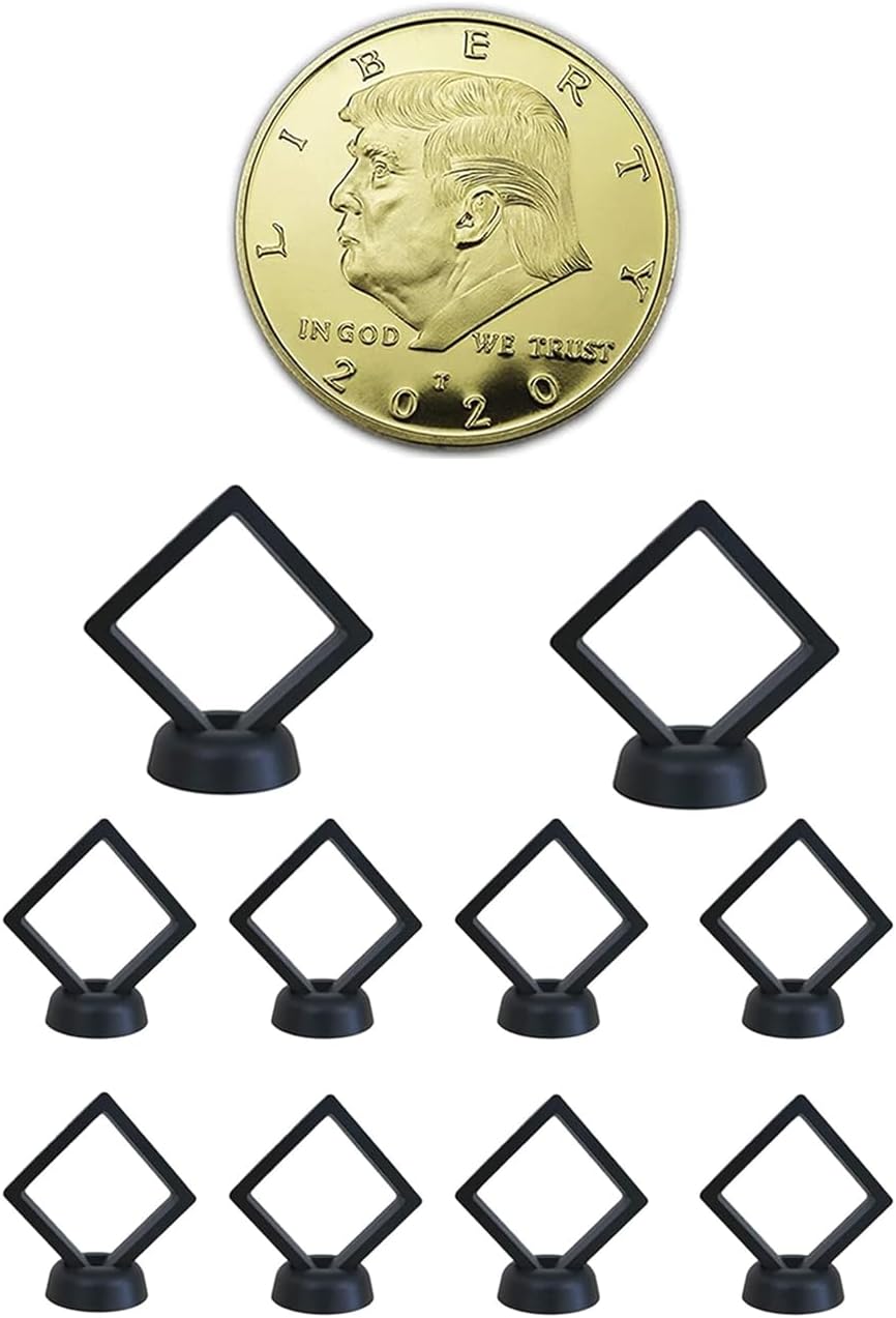 Amazon.com: Set of 10 Clear Coin Display Case with Stand, 3.5" Floating ...