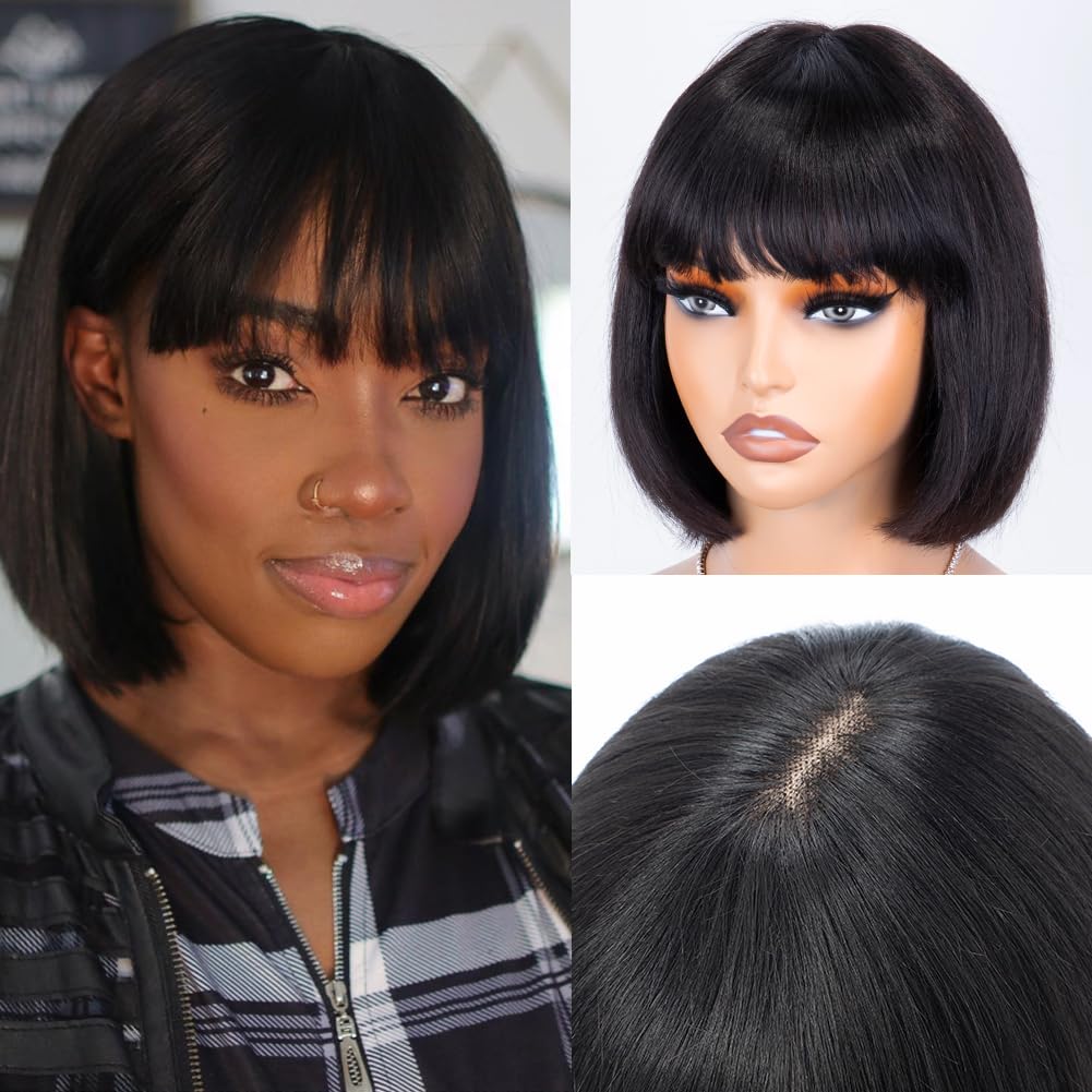 Amazon.com : JOEDIR HAIR Short Bob Wigs Human Hair 8 Inch HD Lace ...