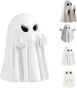 Amazon.com: Halloween Ghost Figurine - Finger Ghost Flipping Off Resin ...