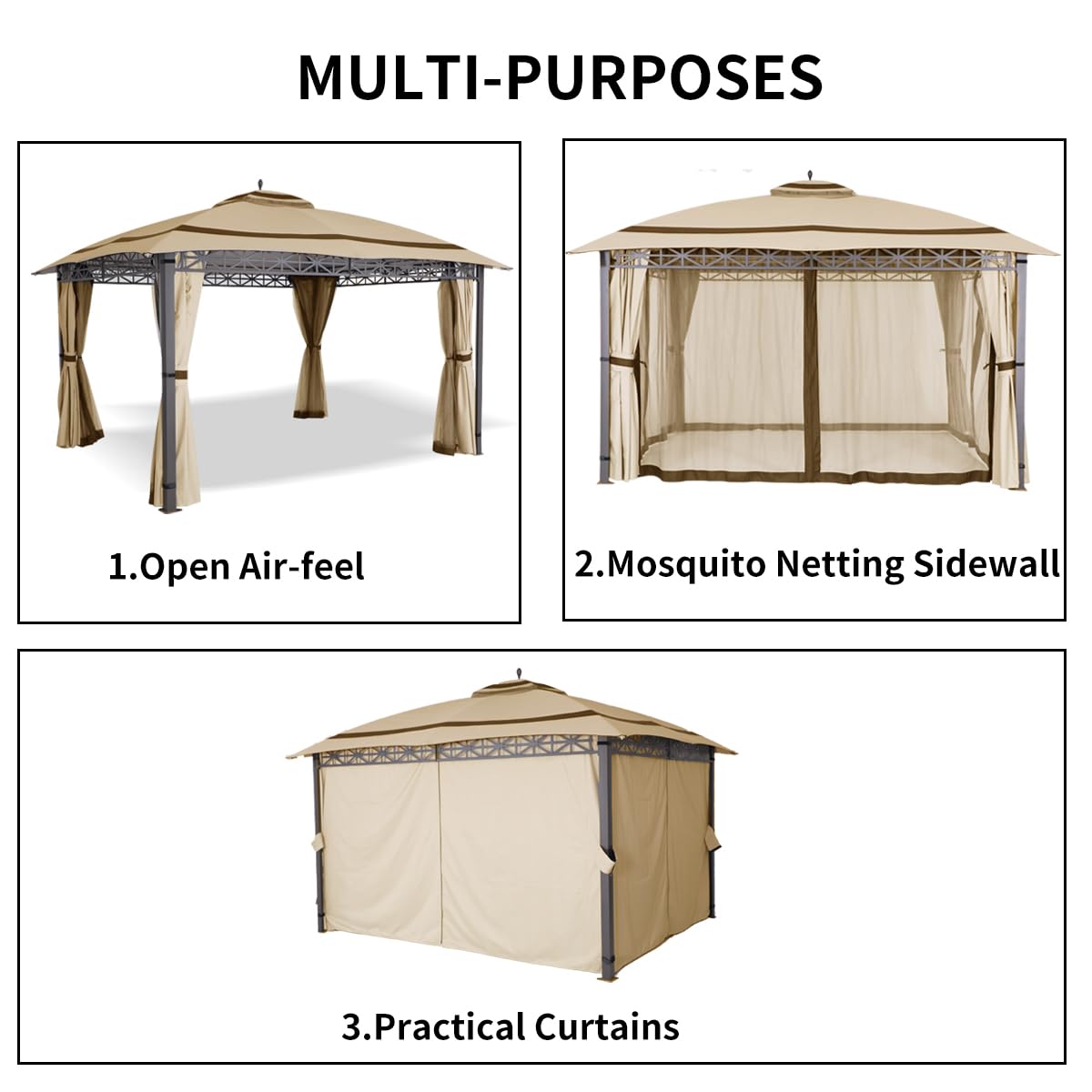 CHARMELEON 11x13 Gazebo for Patio, Gazebo with Curtains & Netting ...
