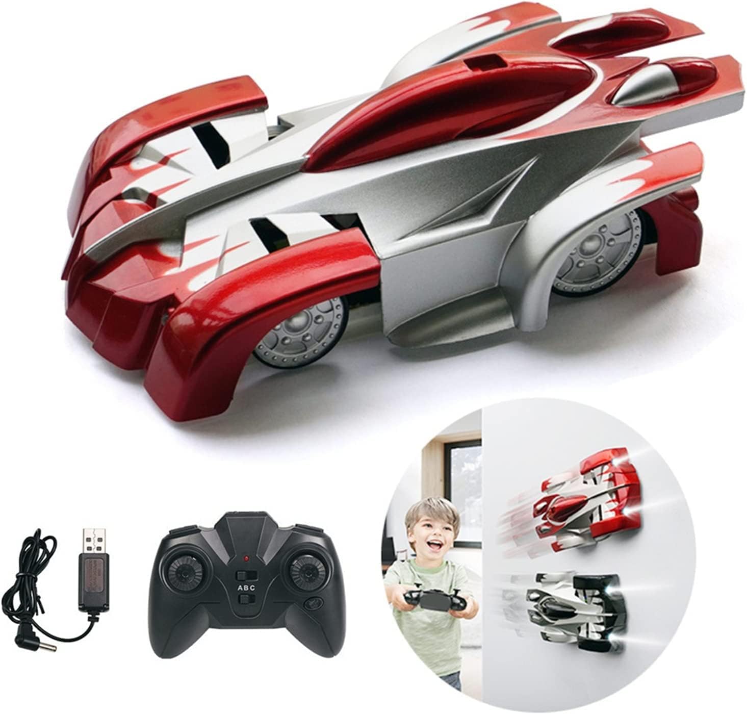 Remote Control Wall Climbing Racing Car Rechargeable 360° Rotating ...