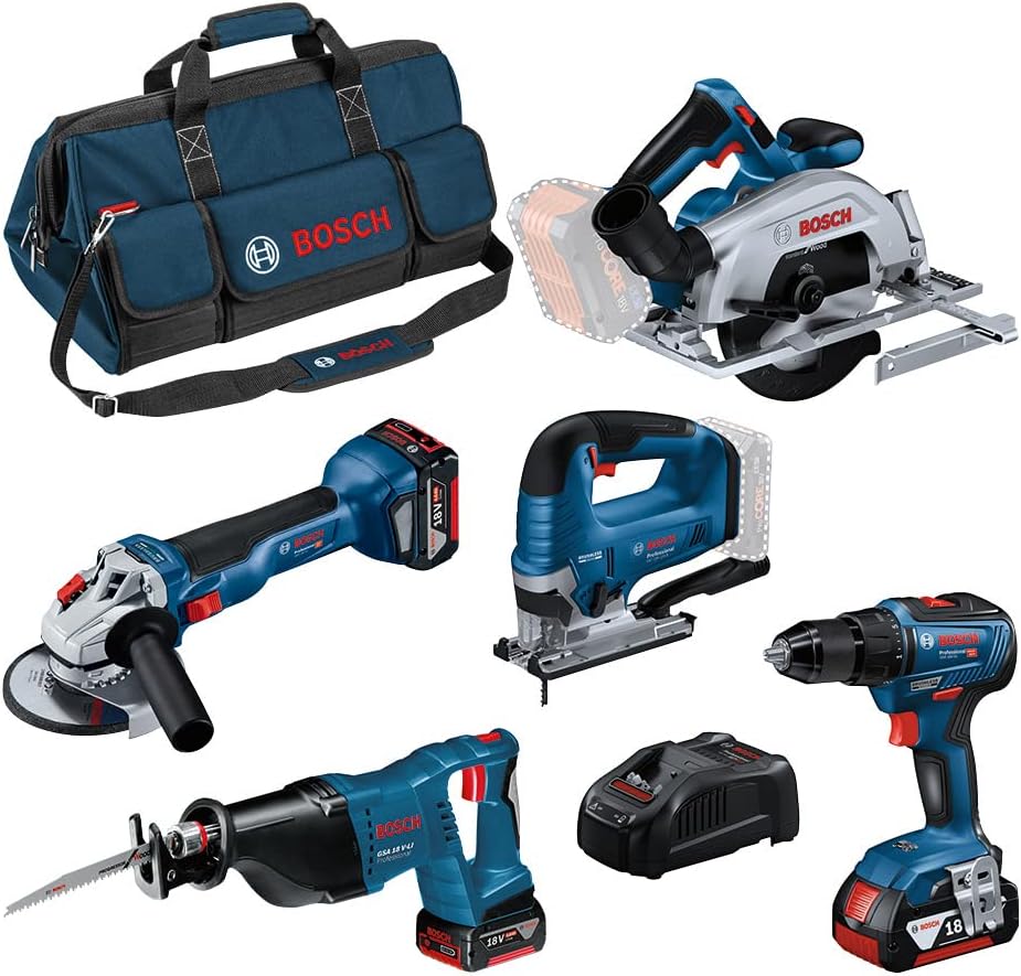Bosch Professional KIT 5 Outils Bosch GSR/GWS/GKS/GSA/GST + 3 x ...