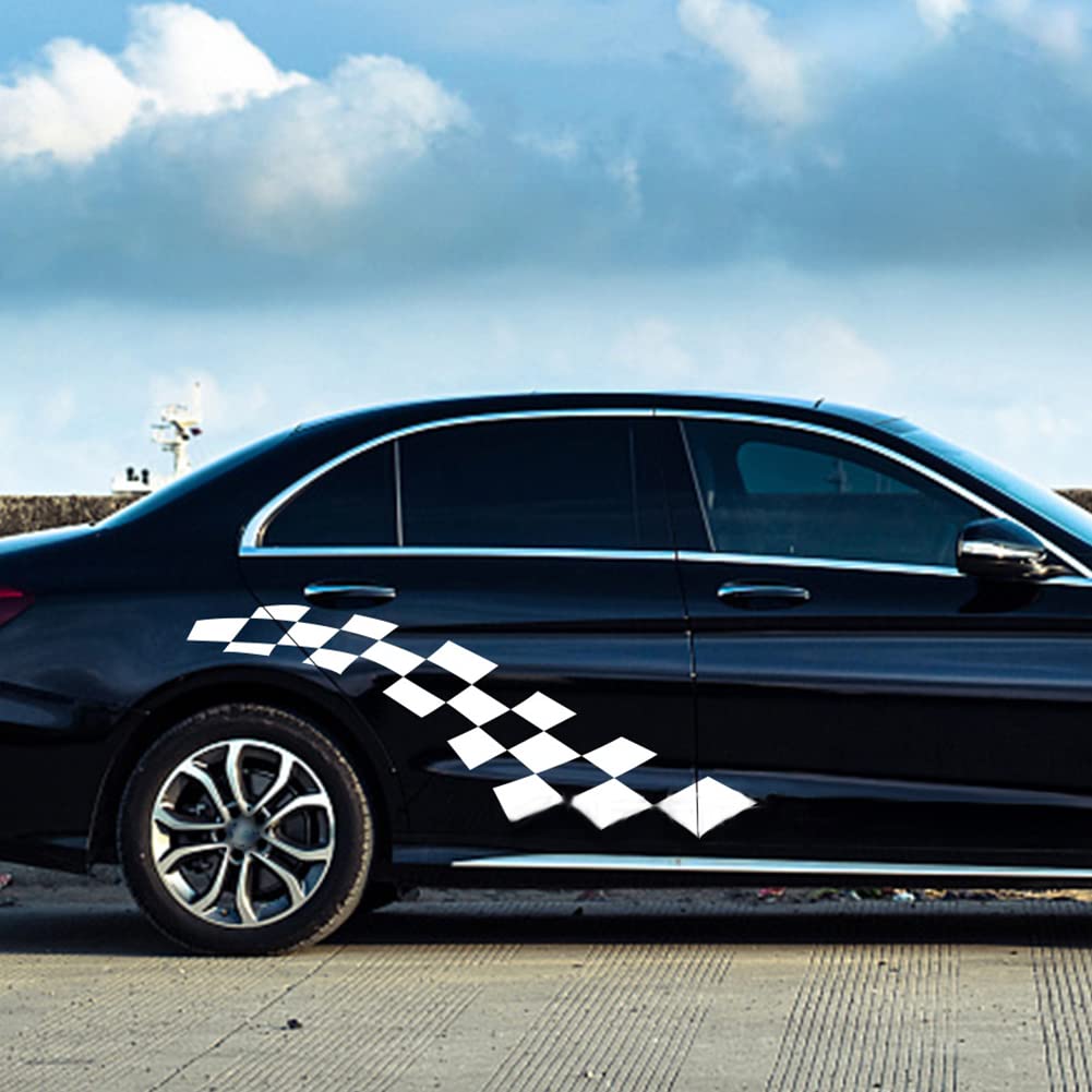 Snapklik.com : 2 Pieces Checkerboard Graphic Stickers, Car Stickers ...