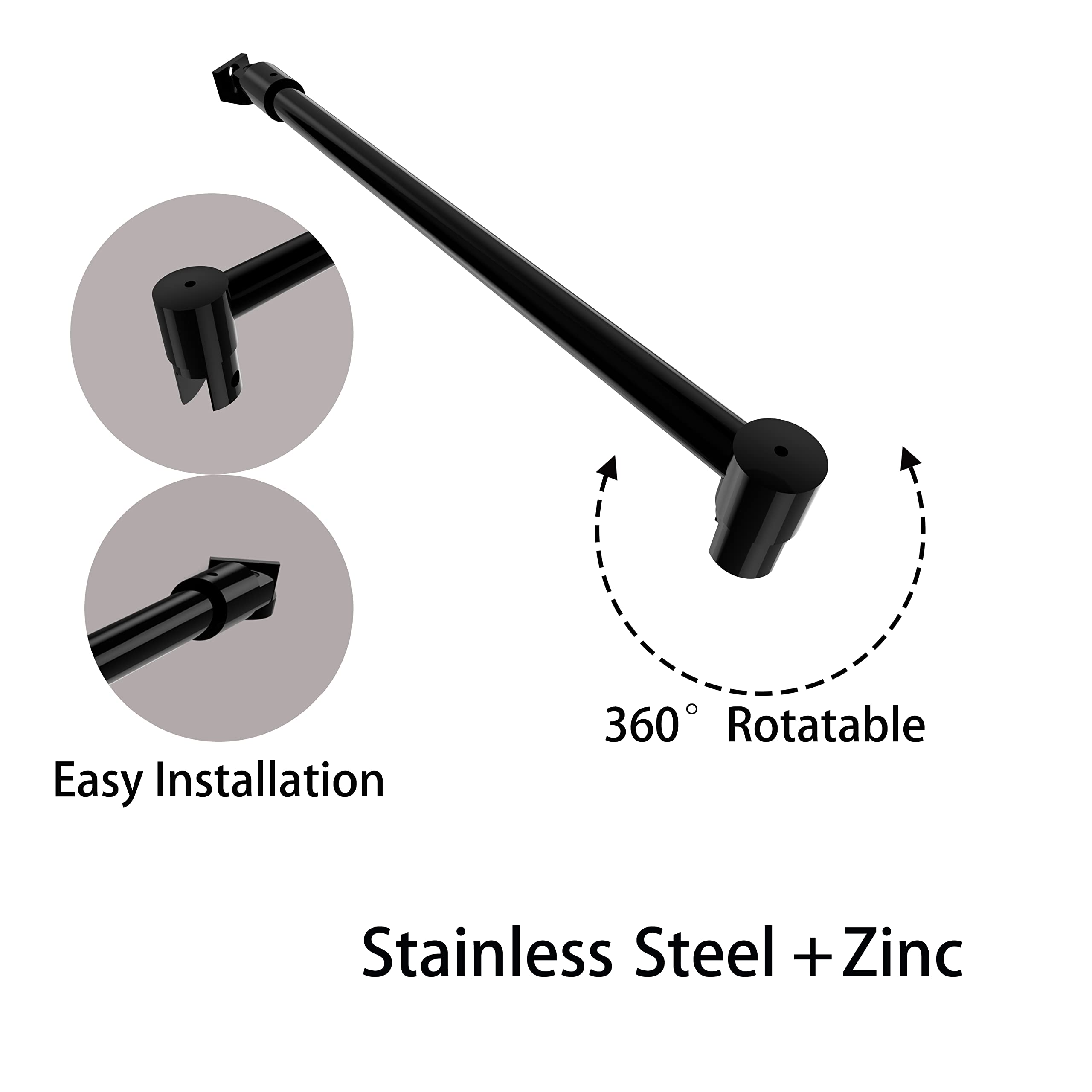 Snapklik.com : Shower Door Glass Support Bar,180 Degrees Wall-to-Glass ...