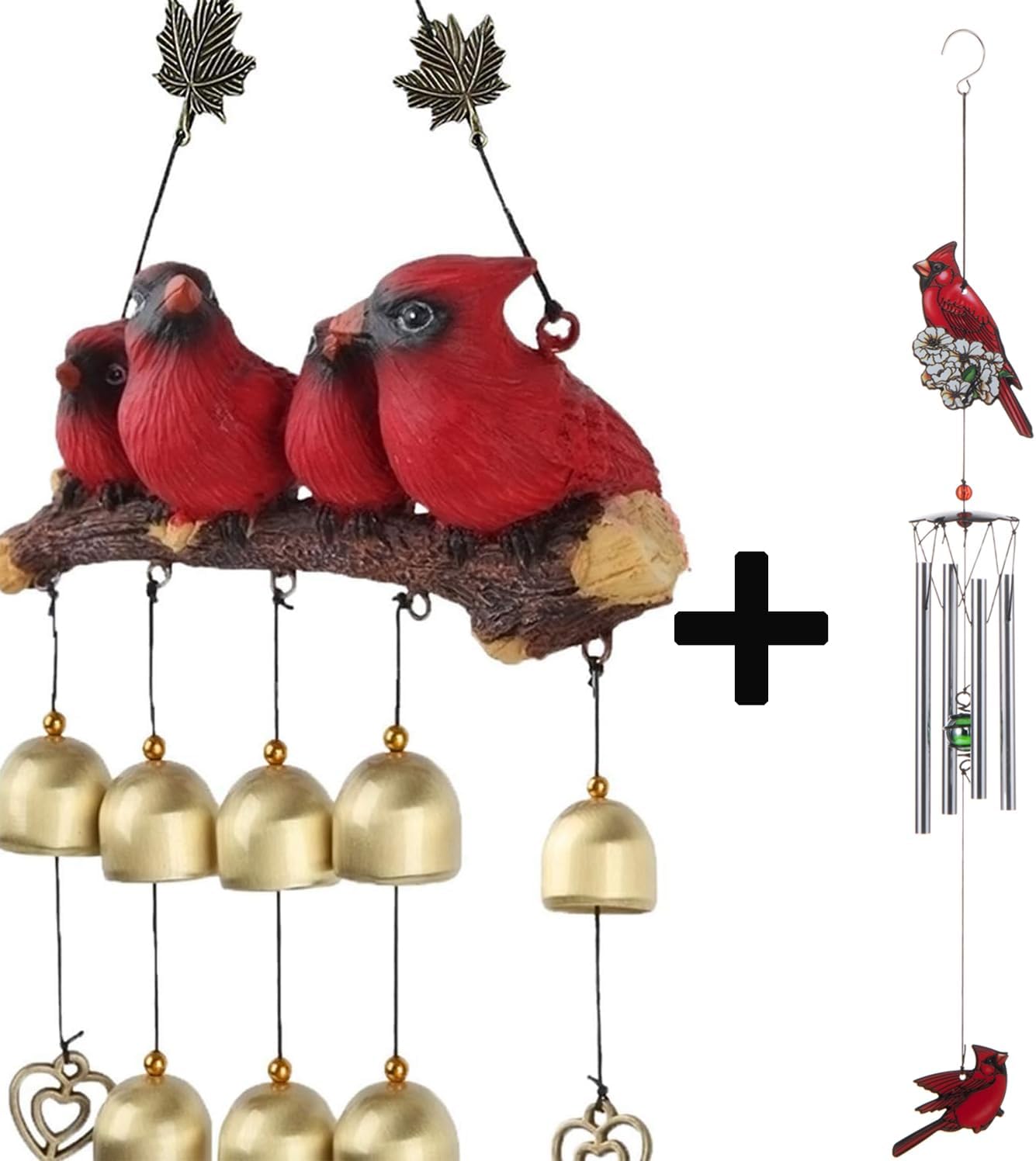 Amazon.com : Gardenvy 3D Cardinal Wind Chimes Mode 01 + Mode 02, Red ...