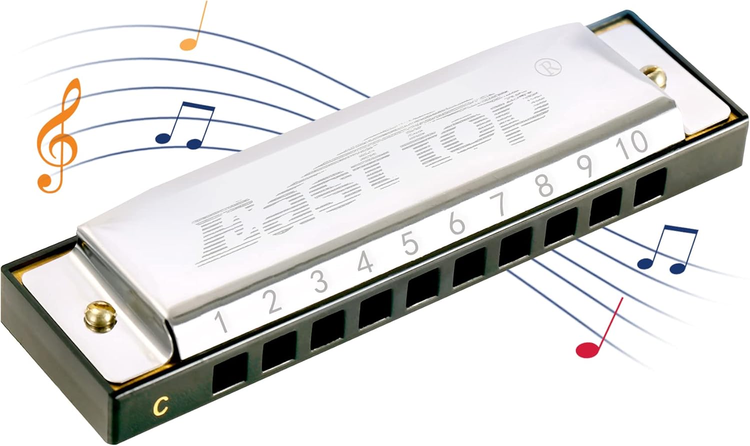 Amazon.com: East top Harmonica For Kids, C Key 10 Holes Blues Harmonica ...