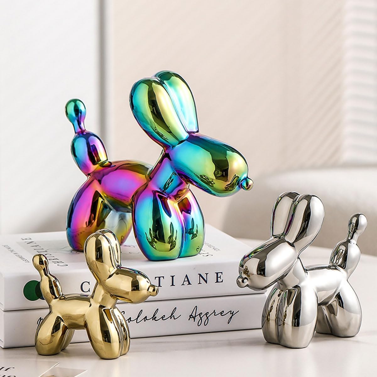 Amazon.com: Swy Hair Electroplating Ceramics Balloon Dog Statue Crafts ...