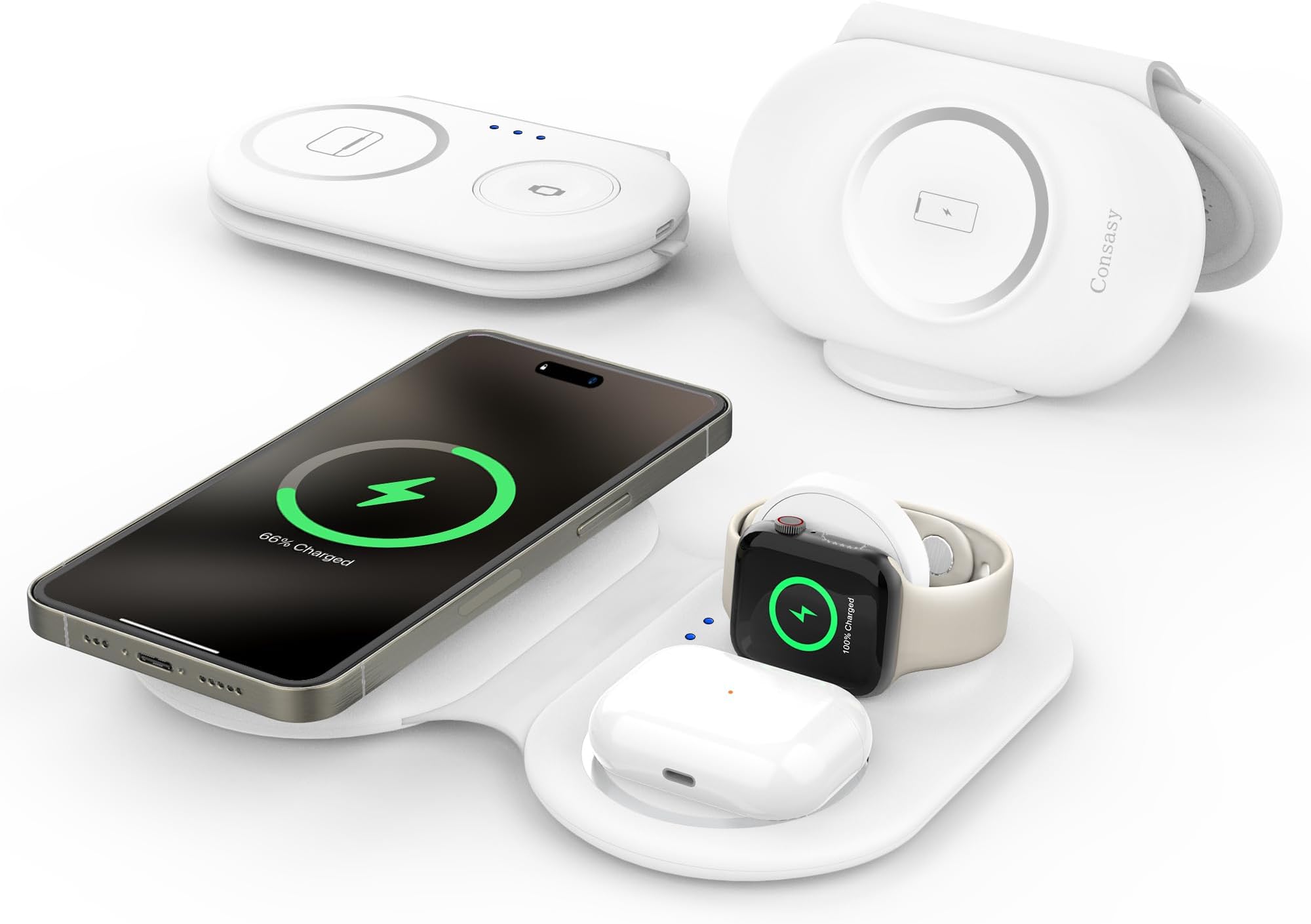 Amazon.com: Consasy 3 in 1 Wireless Charging Station, Magnetic Wireless ...