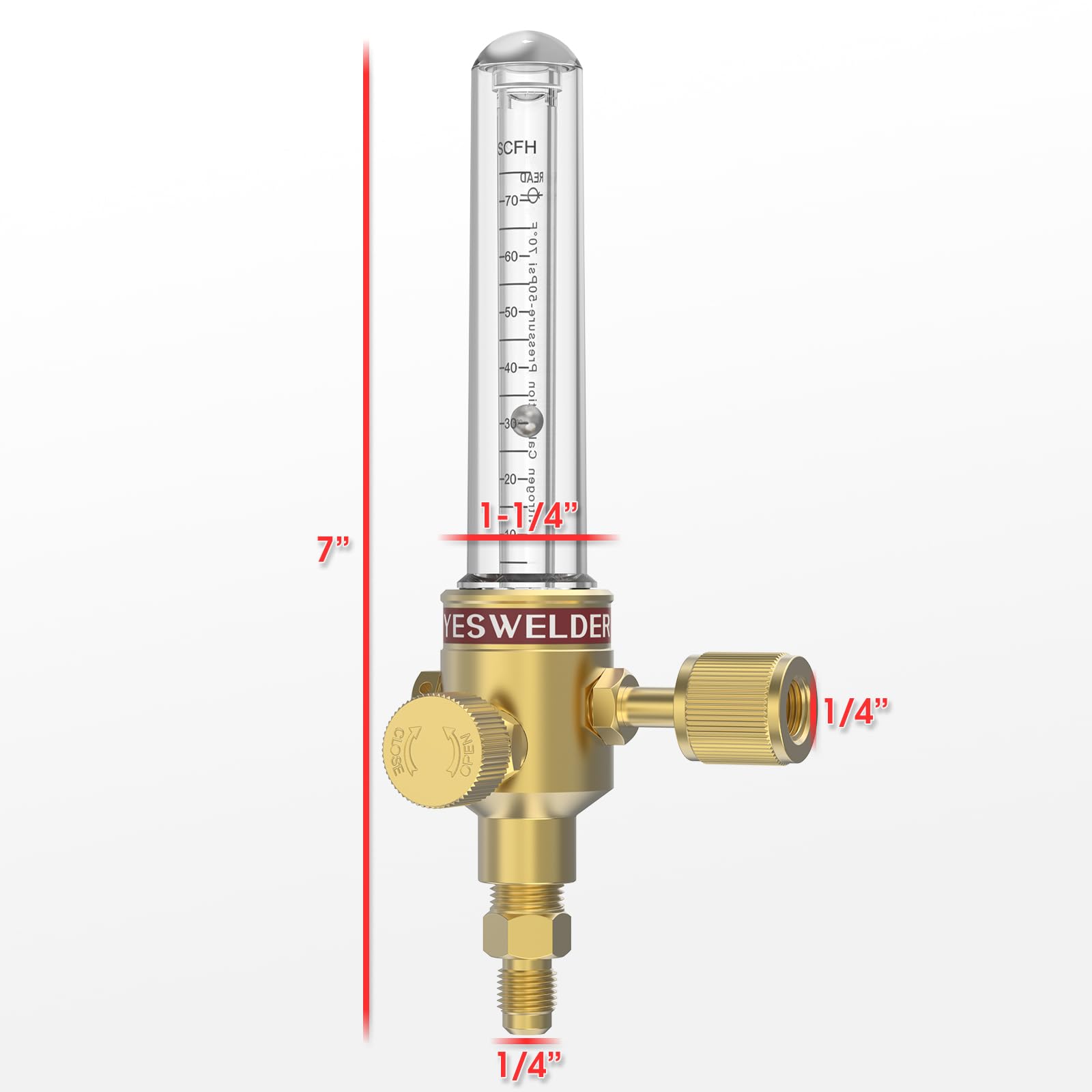 Snapklik.com : Nitrogen Flow Meter 1/4" SAE Flare Inlet 0-70SCFH 50PSI ...